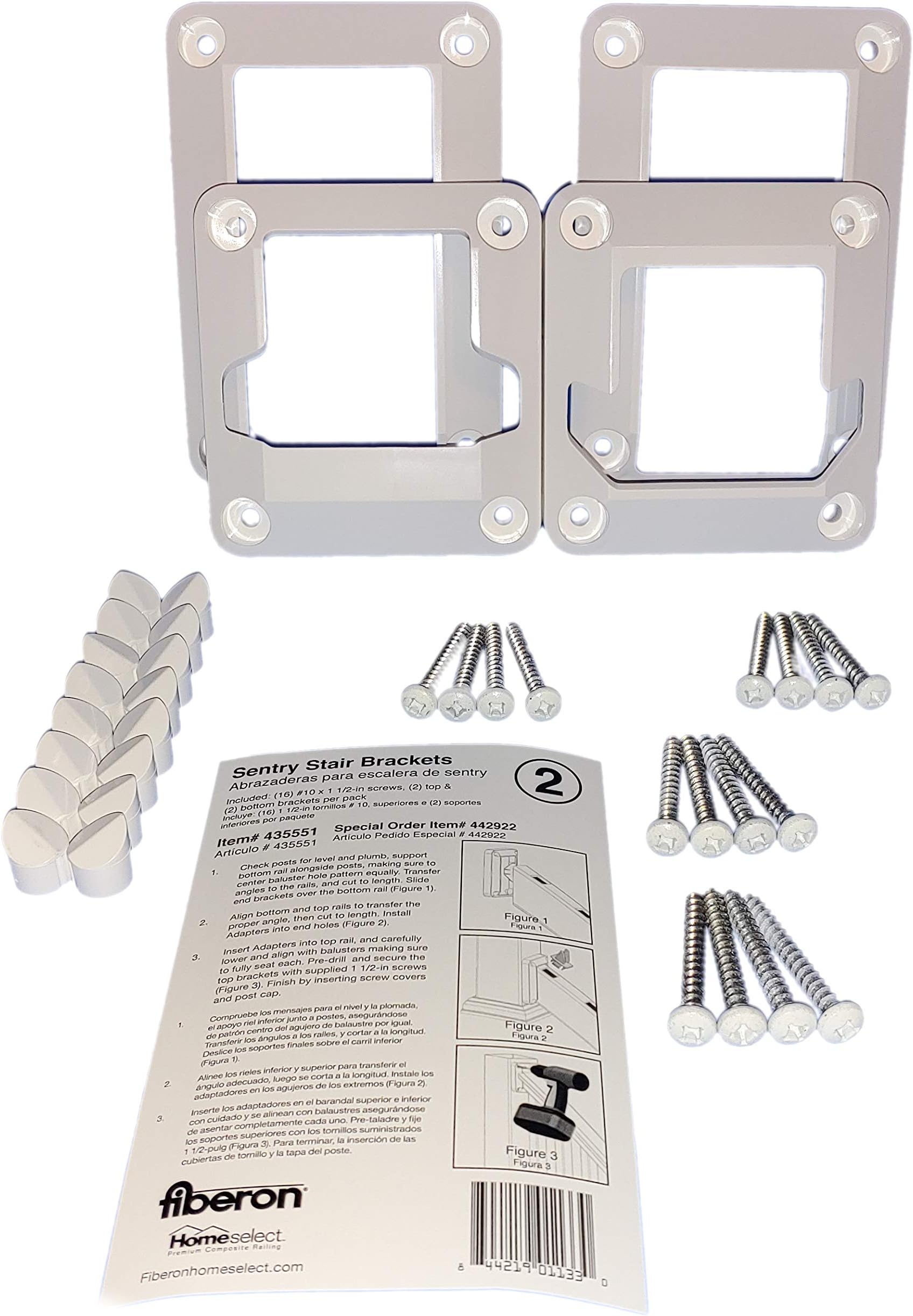 Vinyl Fence Railing Deluxe Bracket Kit- 2 Sets | Vinyl Fence Brackets ...