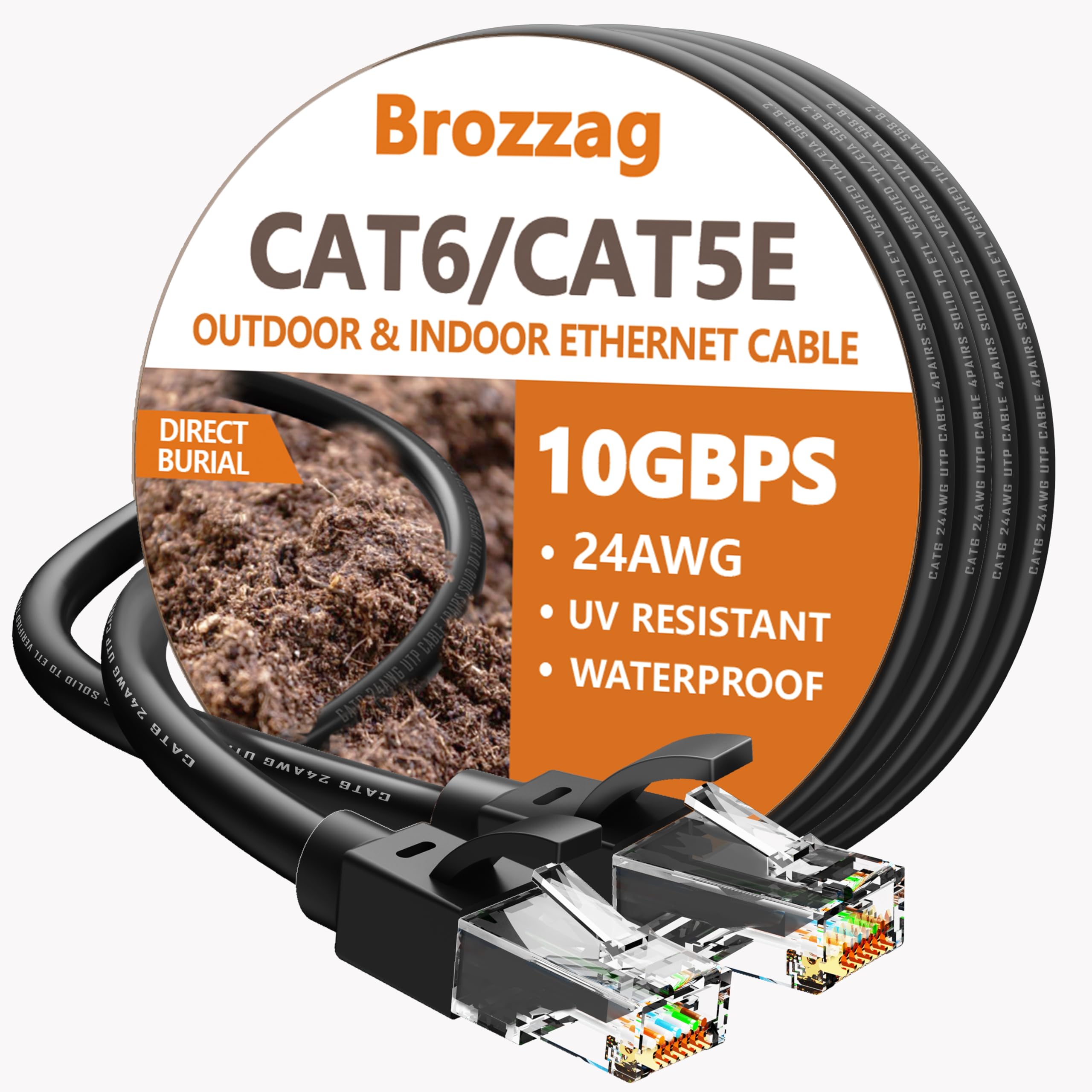 Ethernet Cable for Cat 5e/Cat6, 10Ft 15Ft 20Ft 25Ft 30Ft 40Ft 50Ft 75Ft ...