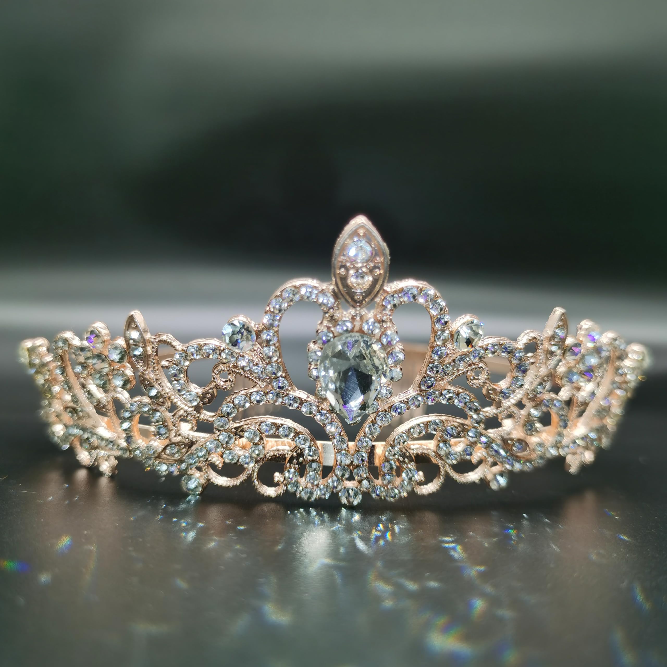 Amazon.com : ZHENNAN Tiaras for Women, Rose Gold Rhinestones Princess ...