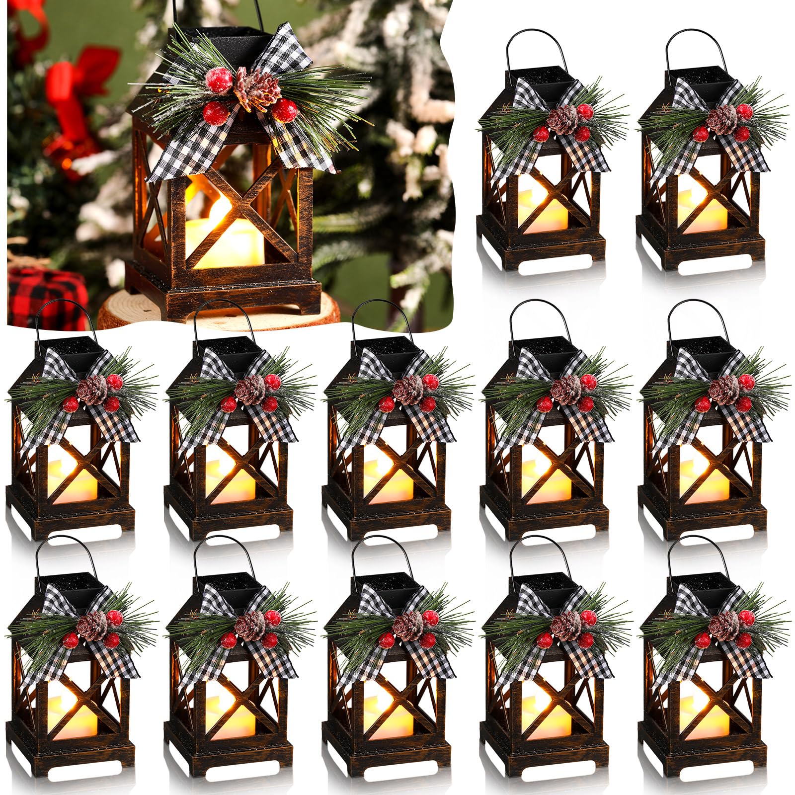 Amazon.com: Baquler 12 Pcs Christmas Decorative Lantern LED Candle 5.5 ...