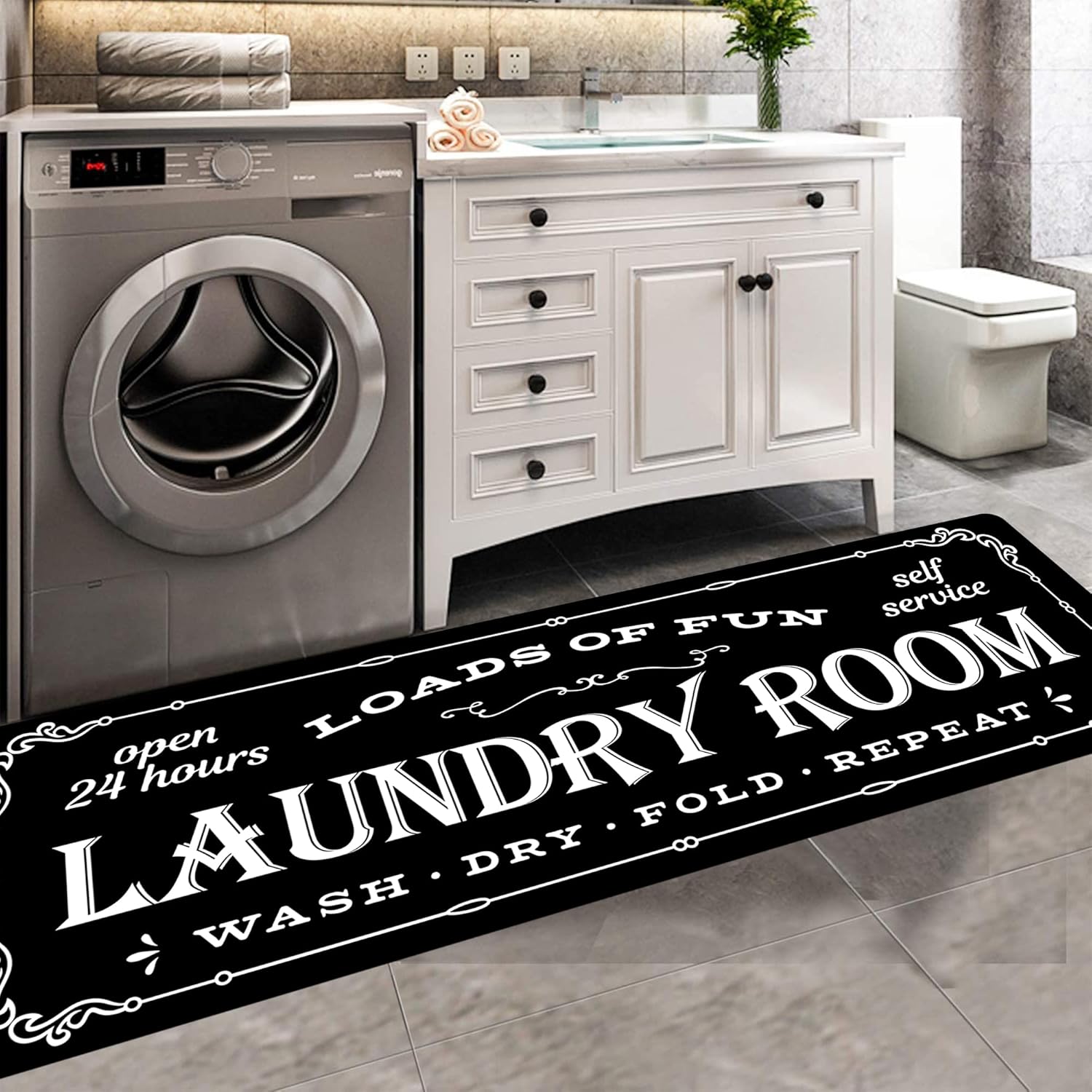 Amazon.com: Farmhouse Laundry Room Runner Rug 20''x59''Heavy Duty Non ...