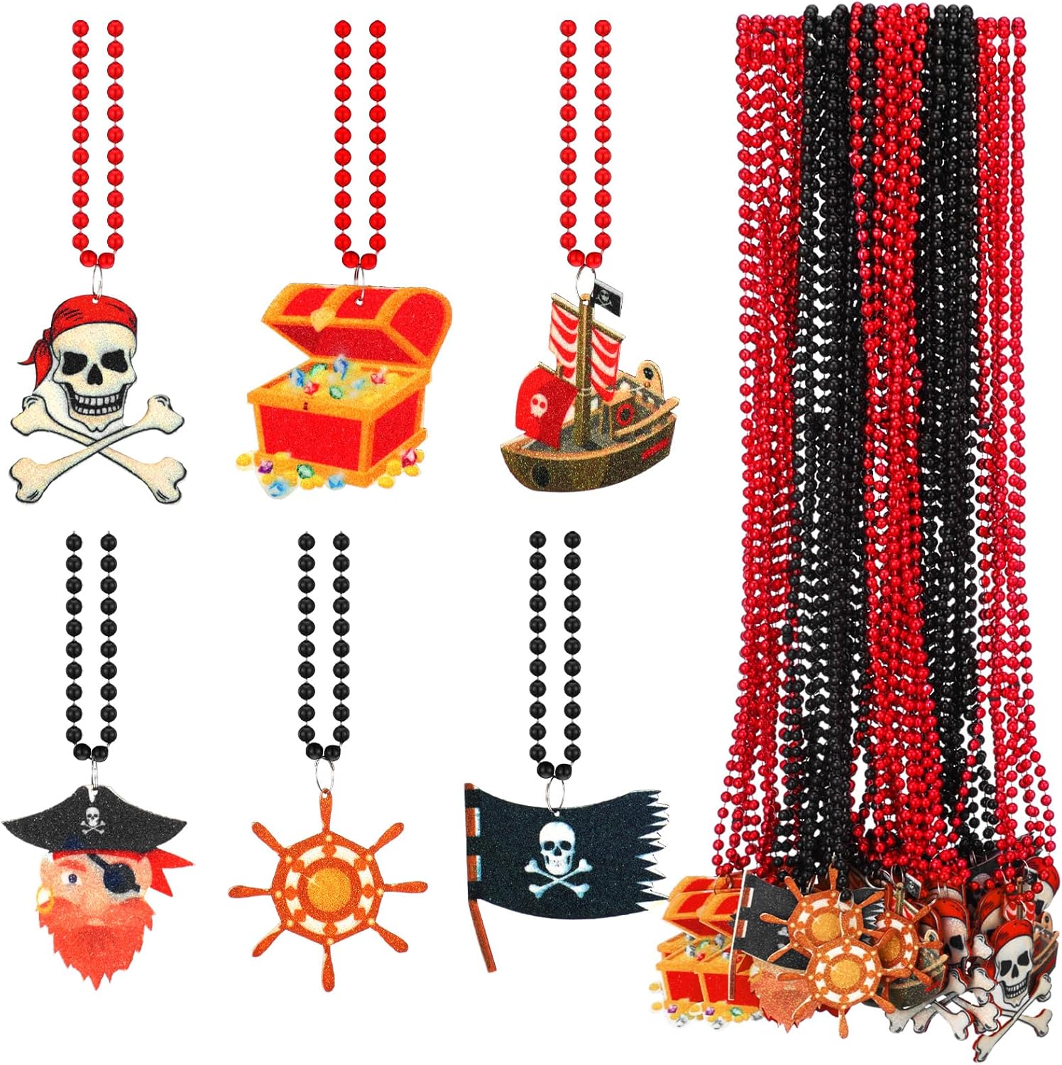 Amazon.com: Otuuz 36 Pcs Halloween Pirate Skull Beads Necklace Jewelry ...