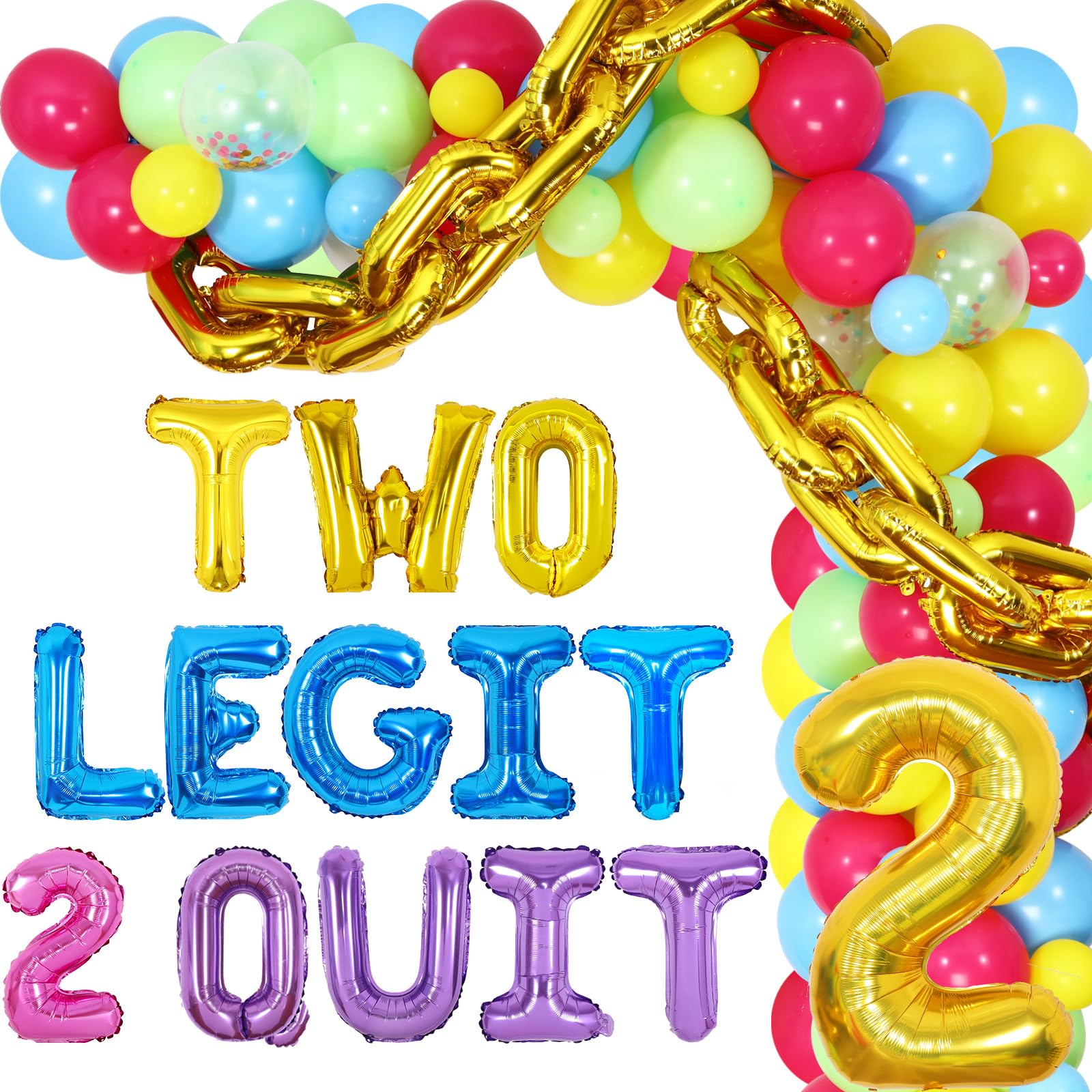 Amazon.com: Two Legit to Quit Birthday Party Decoration Balloon Garland ...