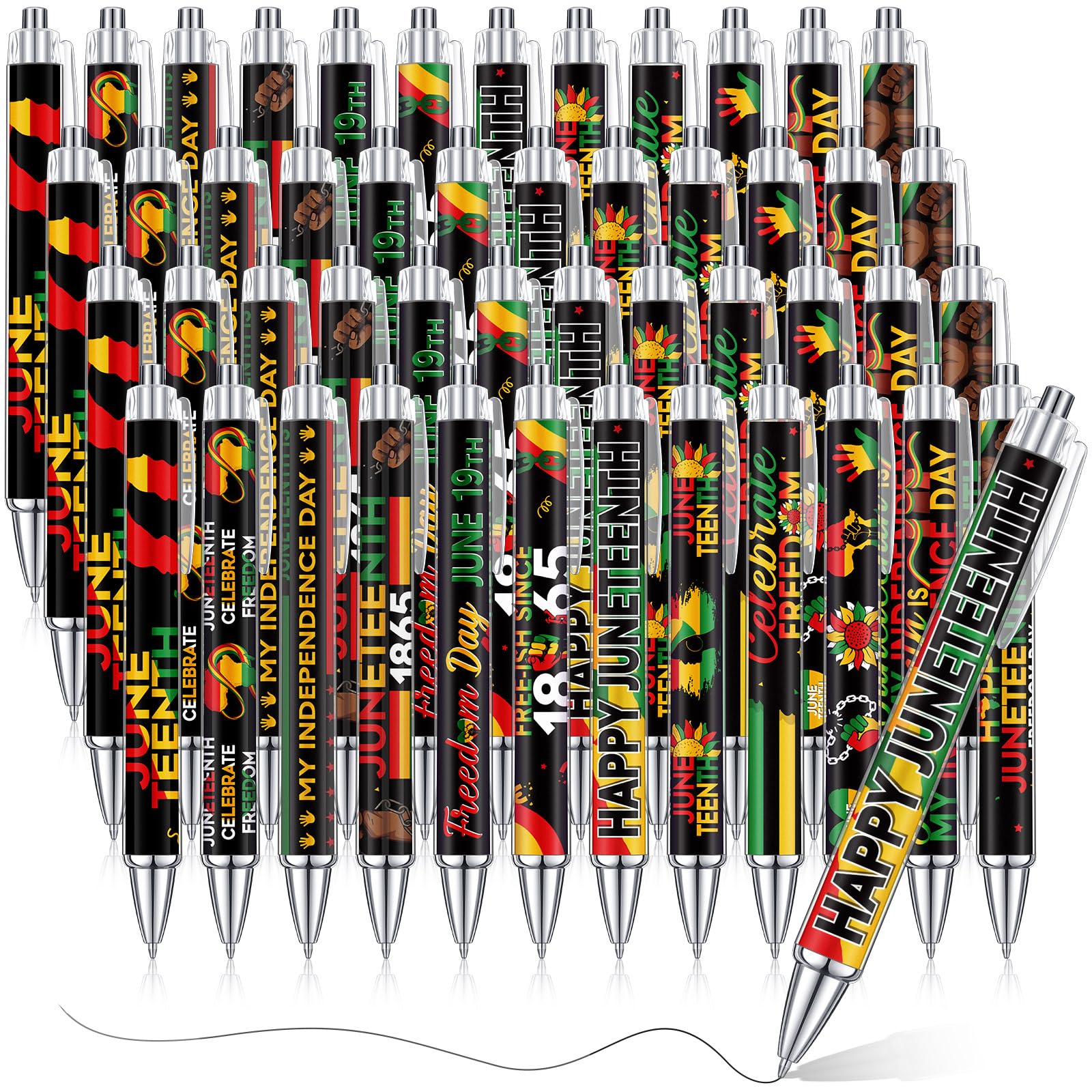 Snapklik.com : 48 Pcs Juneteenth Pens Bulk Happy Juneteenth Day ...