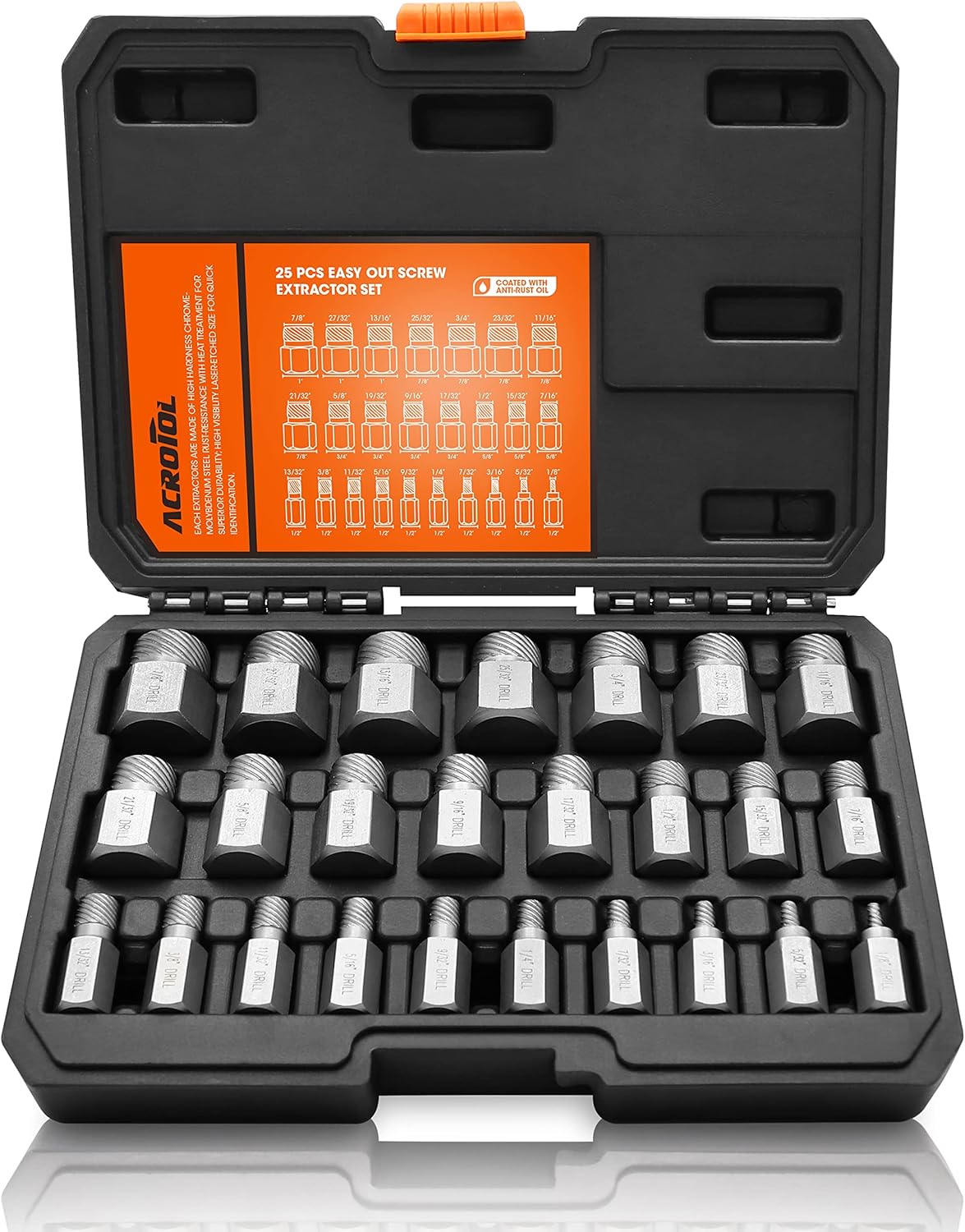 ACROTOL 25Pcs Screw Extractor Set, Easy Out Bolt Extractor Set, Hex ...