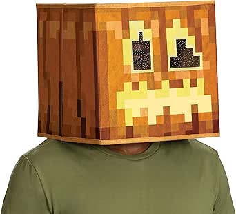 Amazon.com: Disguise Jack O'Lantern Block Head Mask, Offiical Minecraft ...