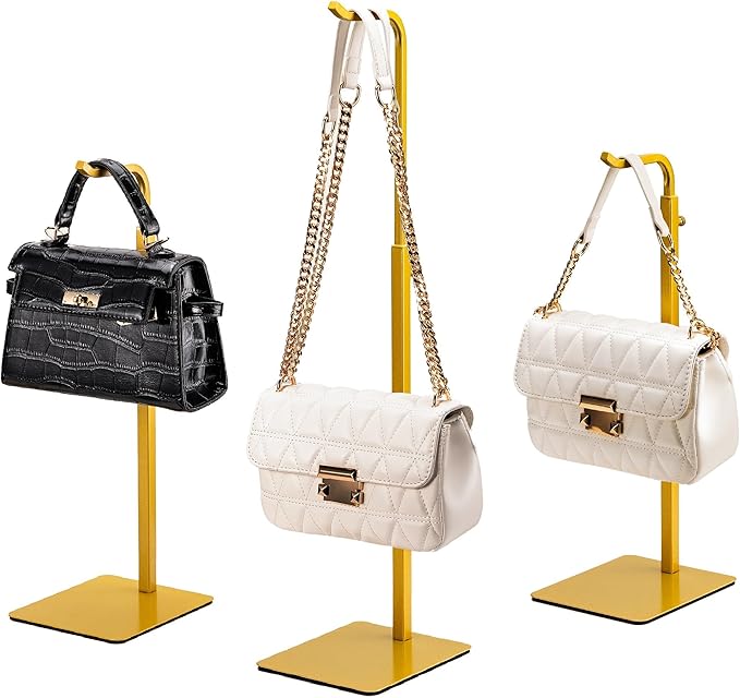 Amazon.com: 3 Pack Purse Holder Handbag Display Stand: Gold Hanger Rack ...