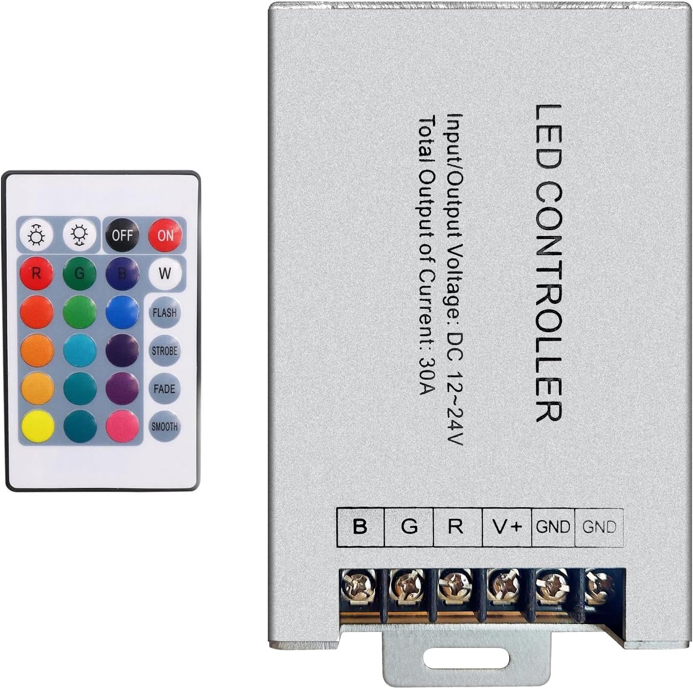 Amazon.com: XUNATA DC 12V-24V 24A/30A 24 Key IR Remote LED Controller ...