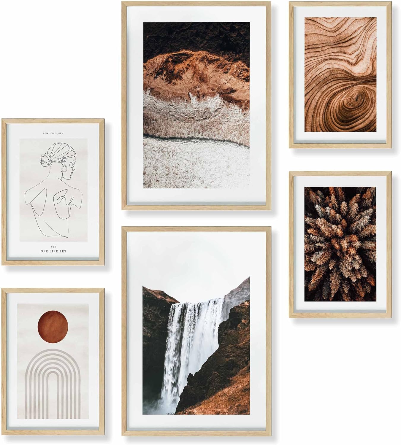 Heimlich® Premium Poster Set mit Bilderrahmen Holz Eiche | 2 x DIN A3 ...