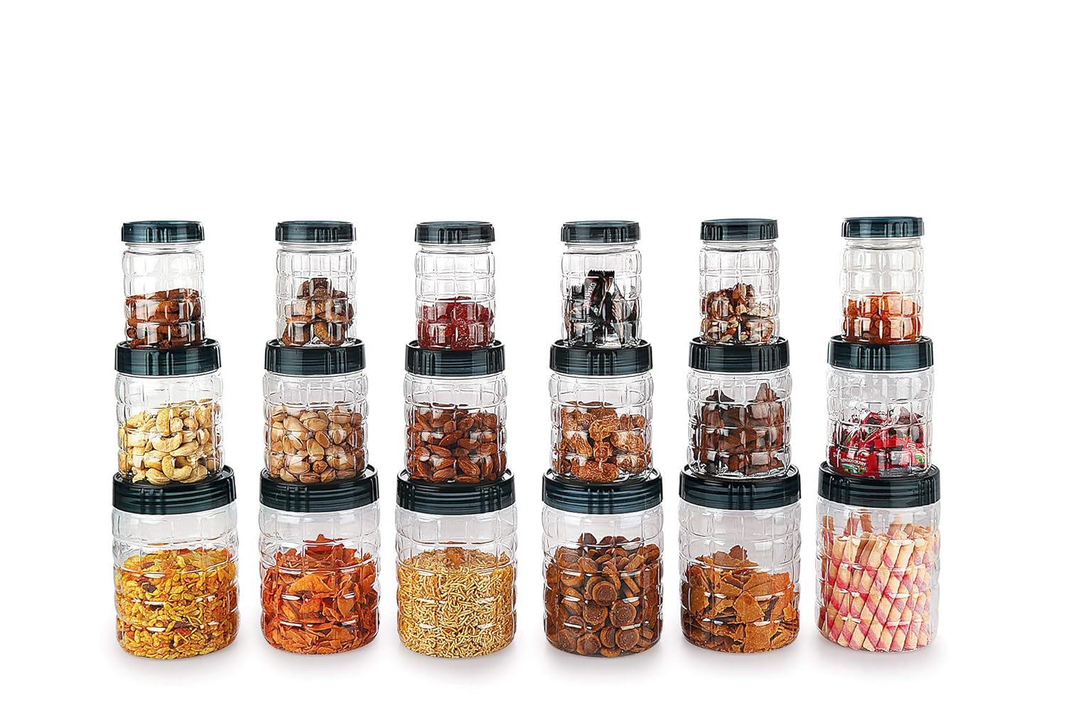 Buy Abode Cosmo Checkers Spice Storage Containers Set of 3 Grey Pack of ...