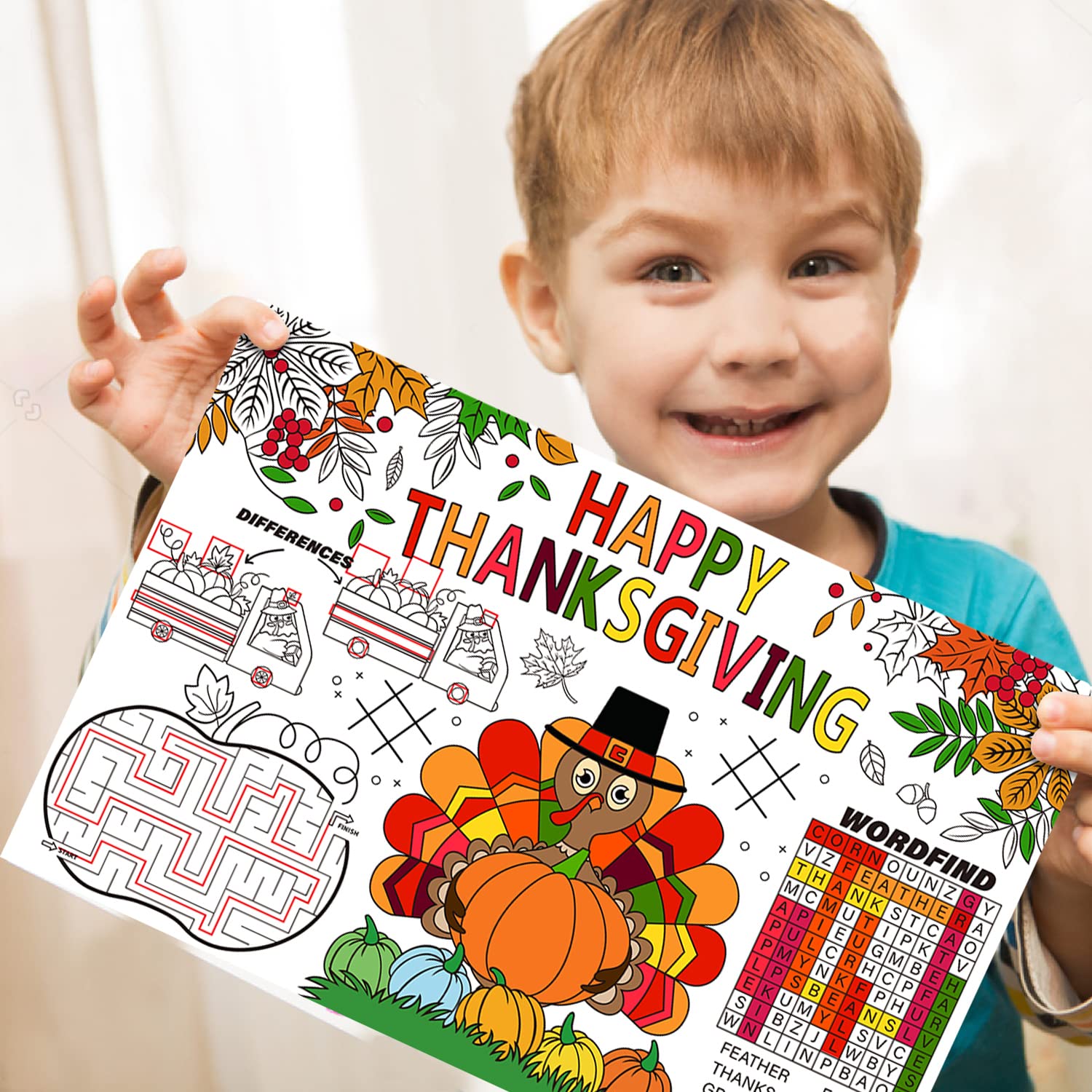 Snapklik.com : Disposable Fall Thanksgiving Place Mats For Kids 12 Pack ...