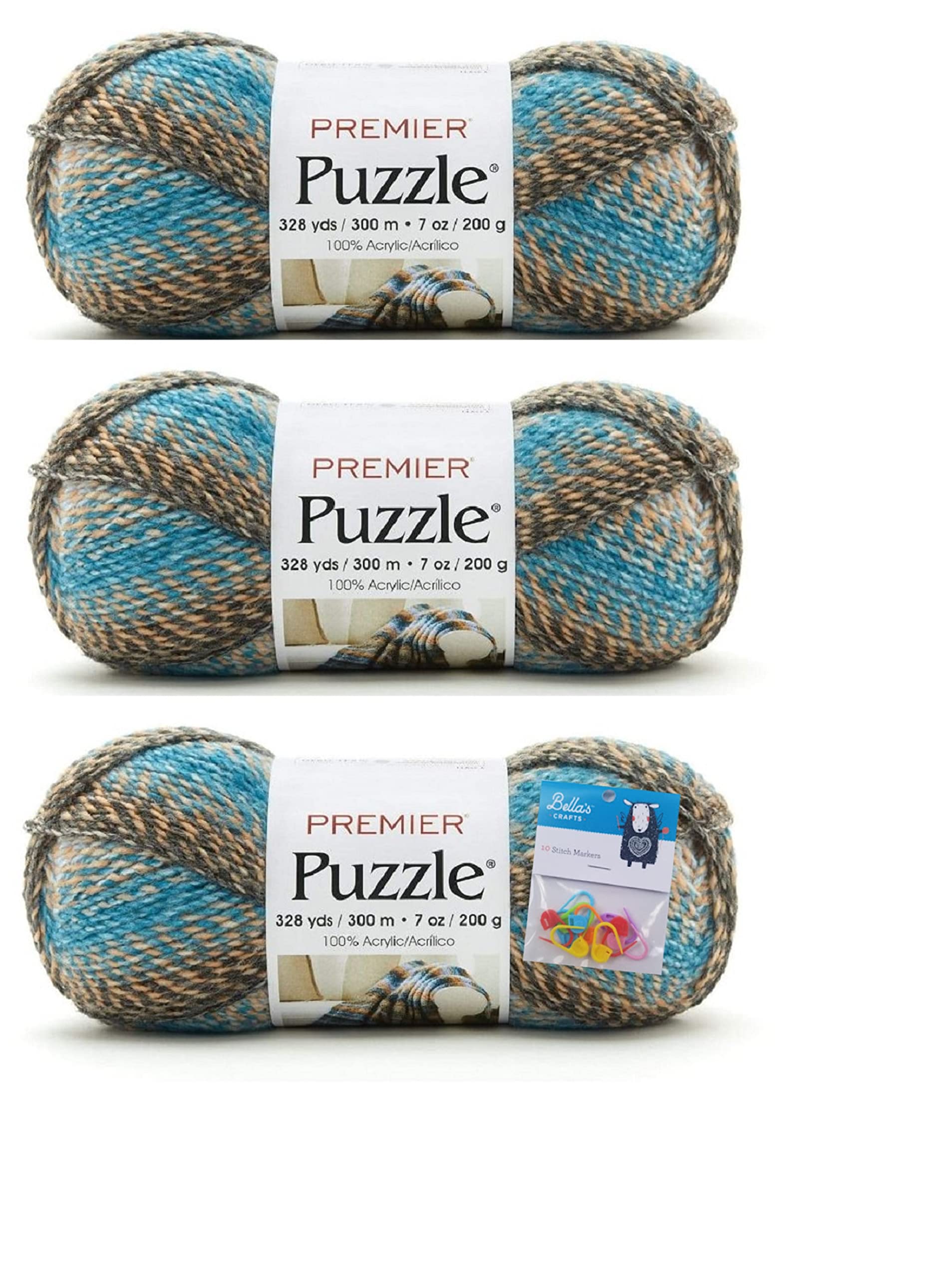 Amazon.com: Premier Yarn Puzzle - 7 oz - #5 Bulky Weight - 3-Pack ...
