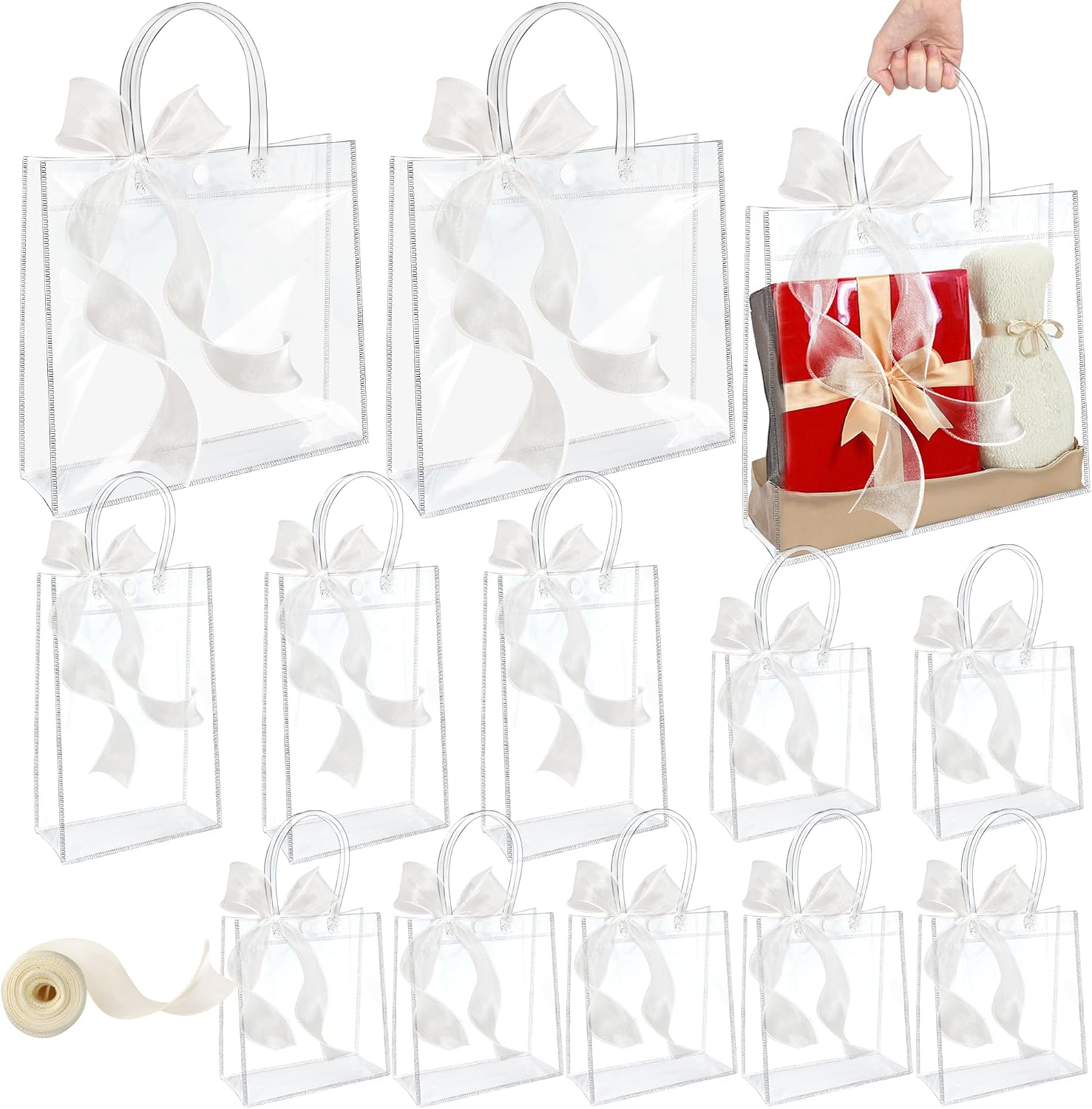 Amazon.com: MUMULULU 13PCS Clear Gift Bags with Handle 3 Size Clear ...
