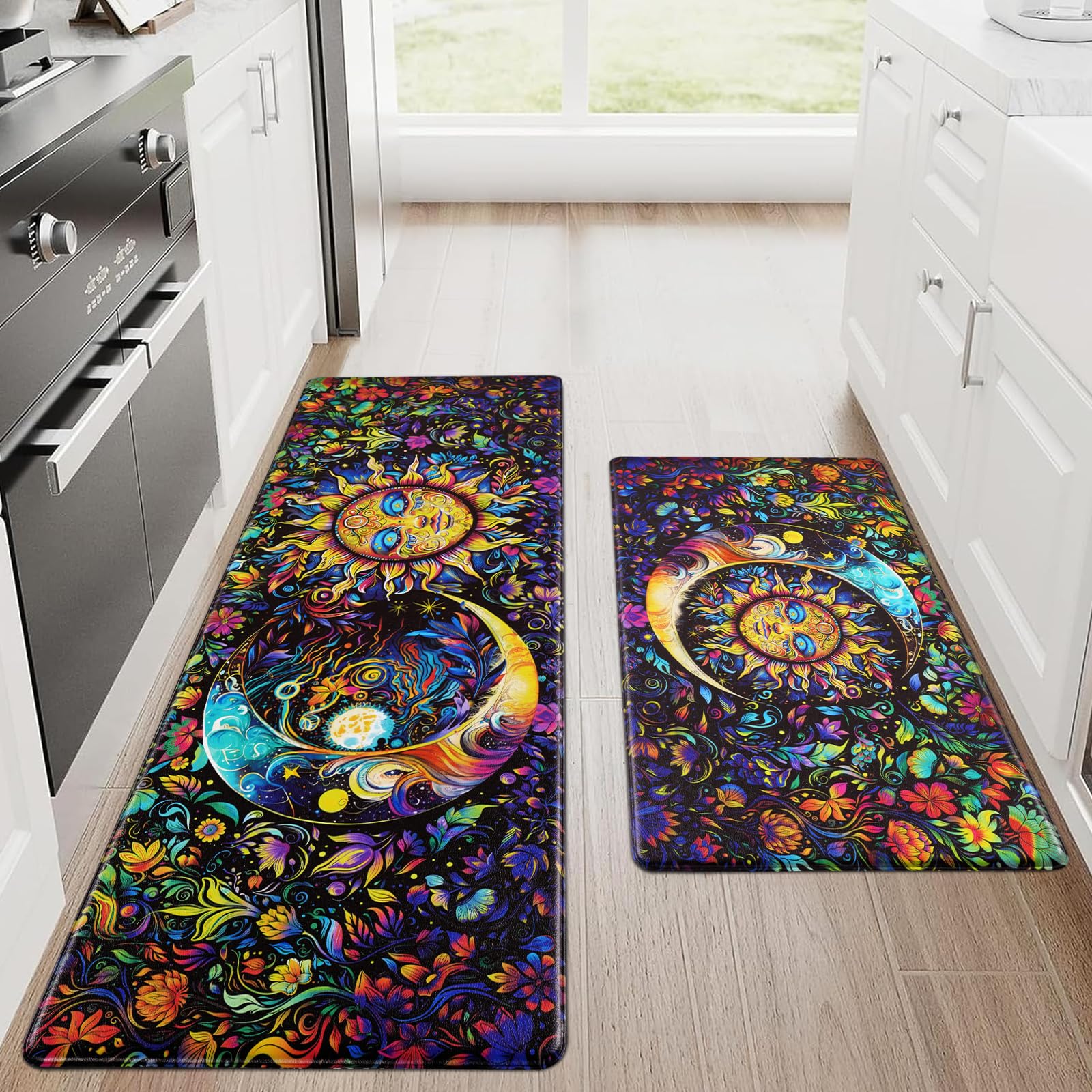 Amazon.com: Likiyol Boho Kitchen Rugs Set of 2 Sun Moon Kitchen Mats ...