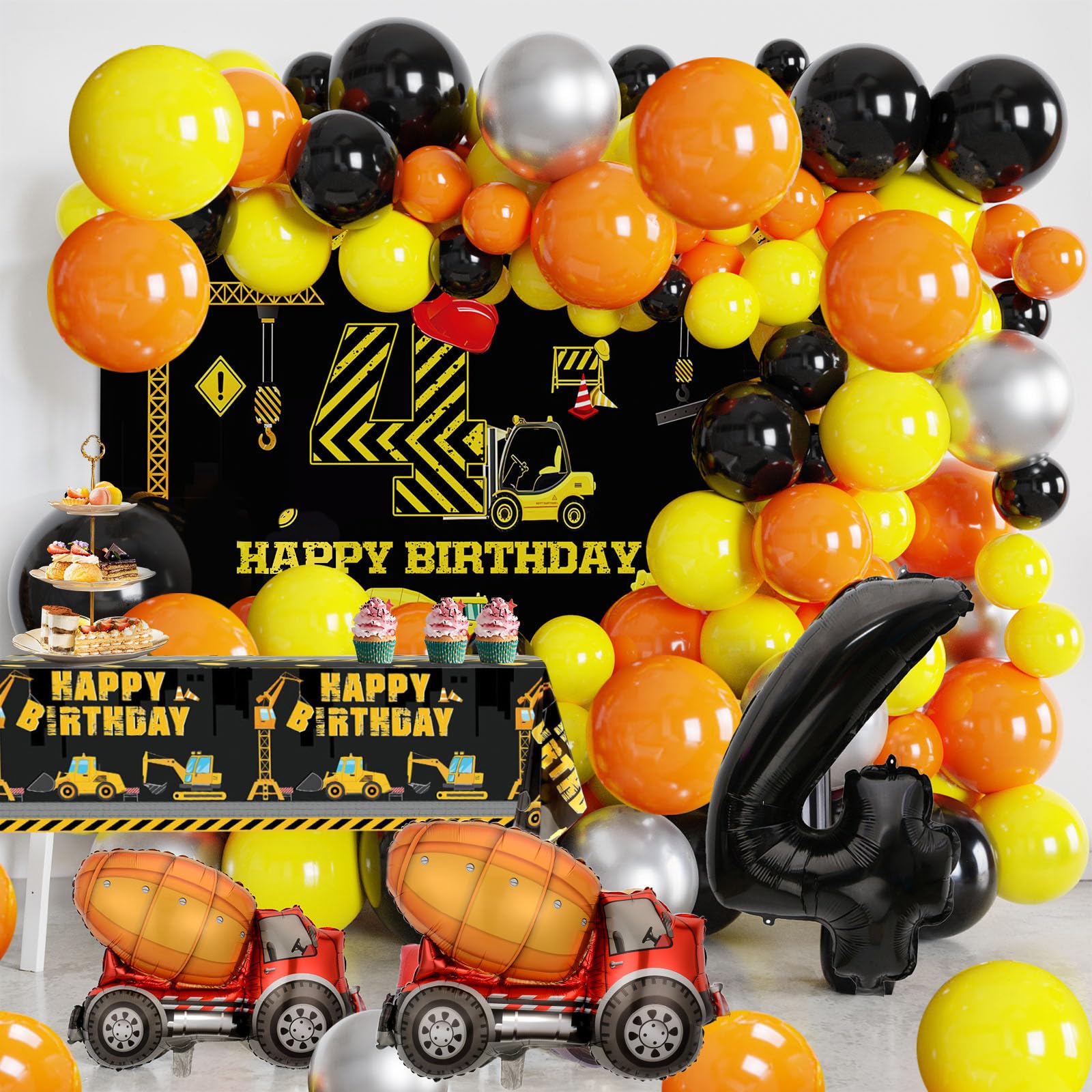 Amazon.com: Construction 4th Birthday Party Supplies, Construction ...