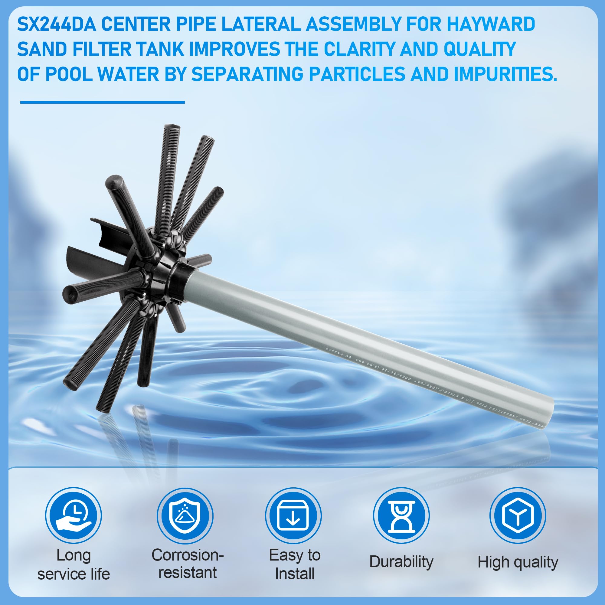 SX244DA Lateral Assembly with Center Pipe for Hayward s244t Sand Filter ...