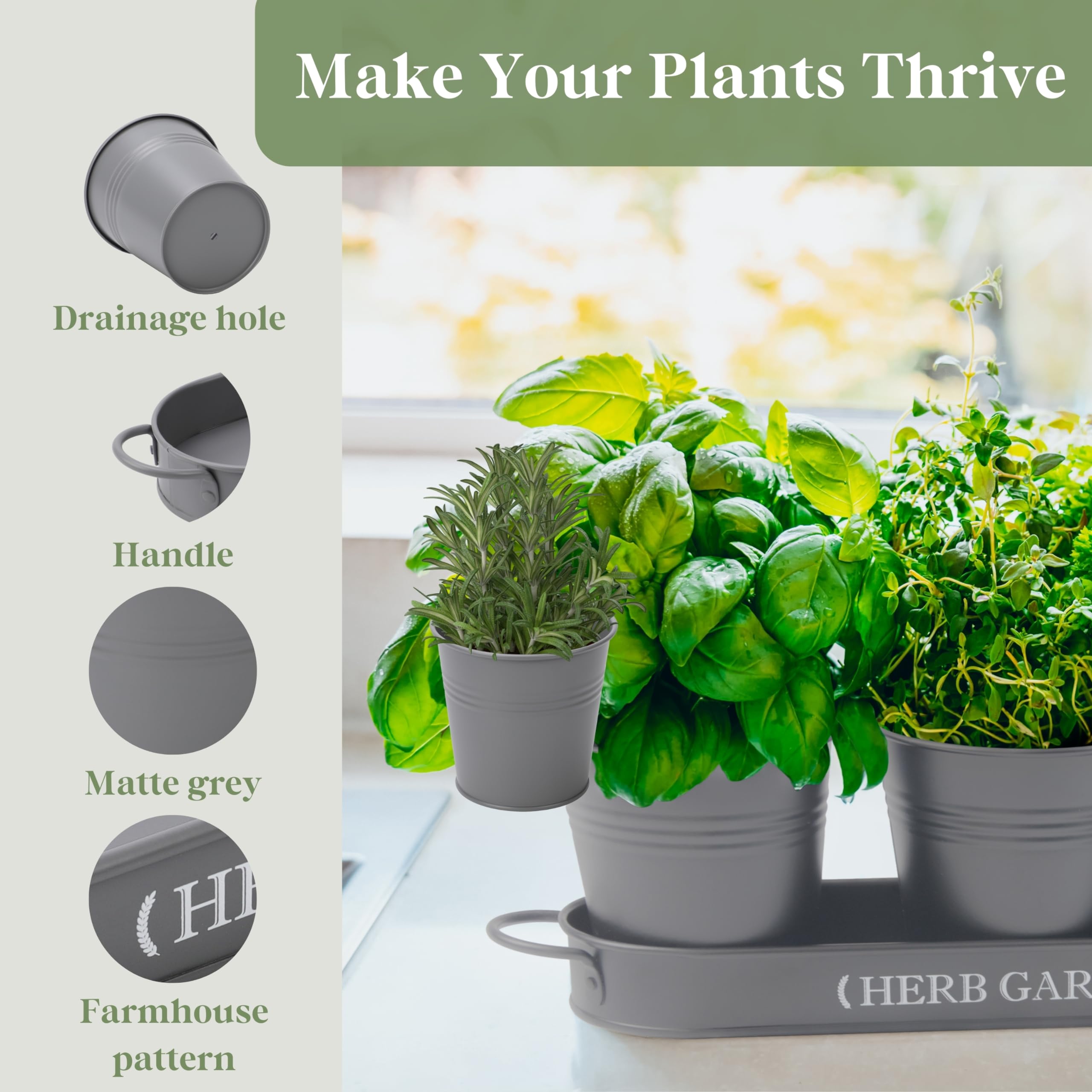 PERFNIQUE Indoor Herb Garden, Herb Garden Planter for Indoor/Outdoor ...