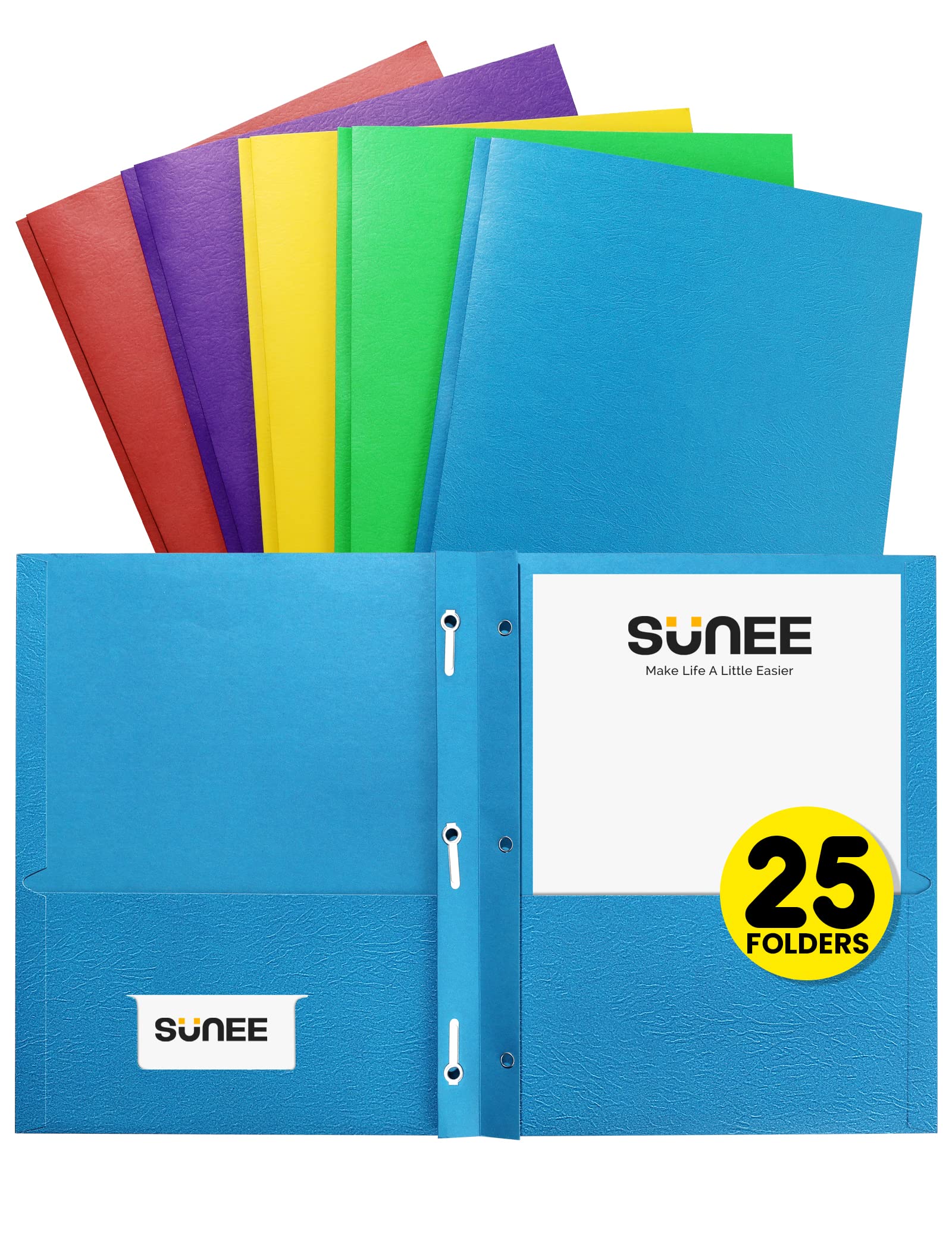 Amazon.com : SUNEE 2 Pocket Folders with Prongs (25 Pack, Assorted ...