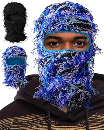 Distressed Balaclava Ski Mask Full Face Knitted Balaclava Shiesty Mask ...