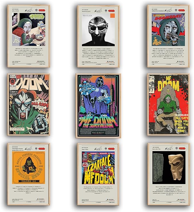 Amazon.com: LSPDAG MF DOOM Poster Set of 9 Album Cover Posters 8 by 12 ...