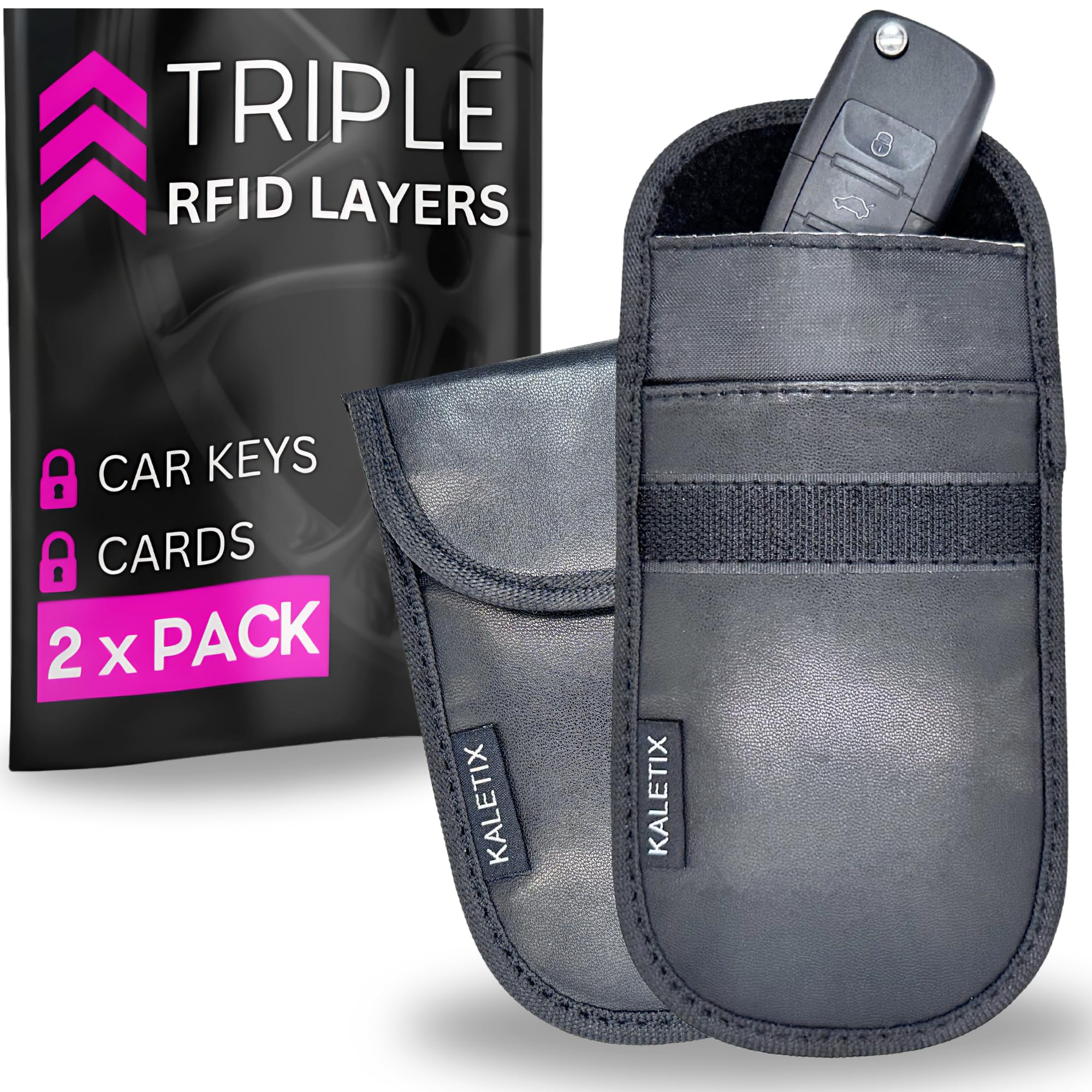 Amazon.com: KALETIX 2 x Triple Layer RFID Signal Blocking Key Pouches ...