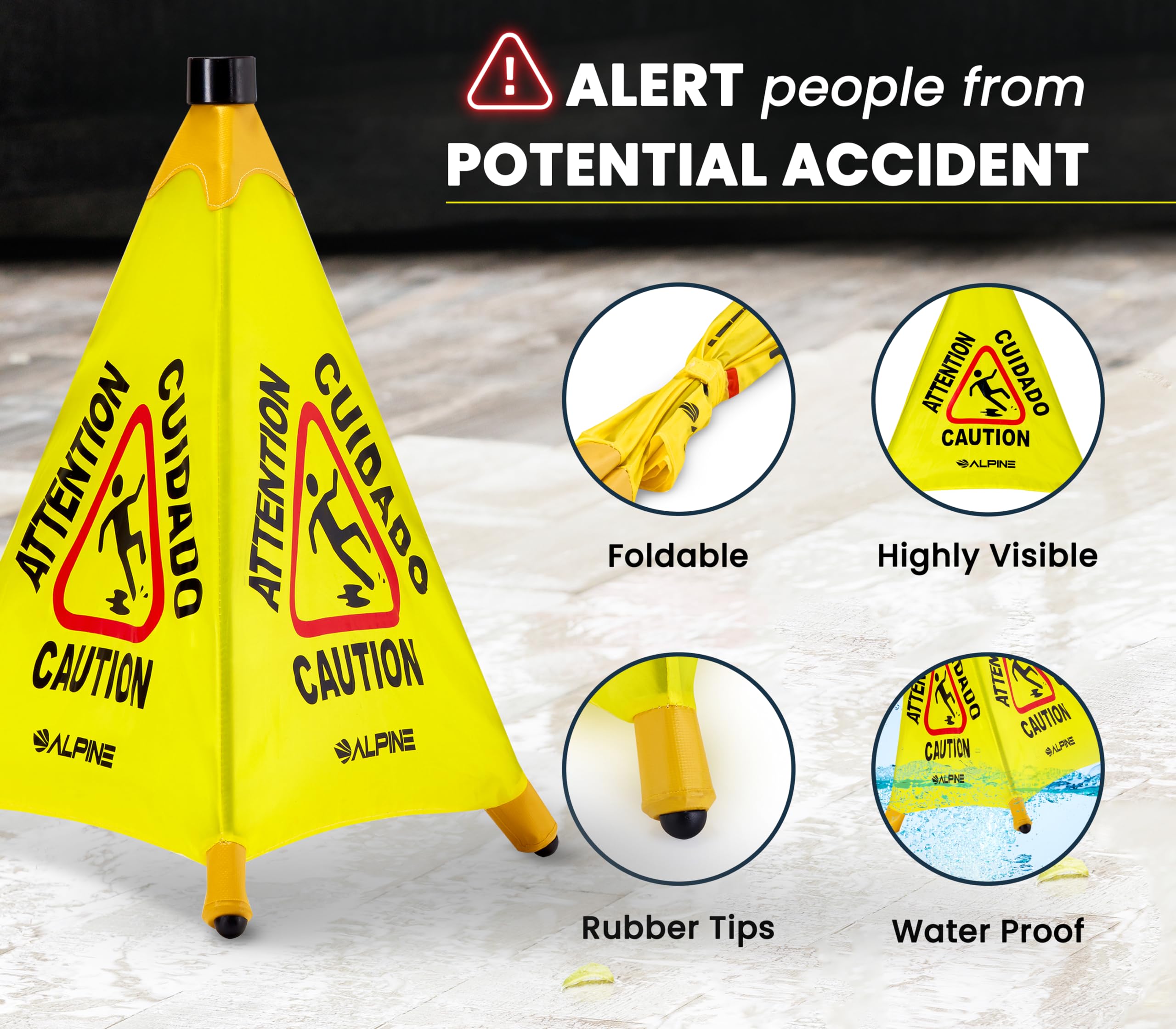 Snapklik.com : Alpine Caution Wet Floor Sign - Pop Up Slippery When Wet ...