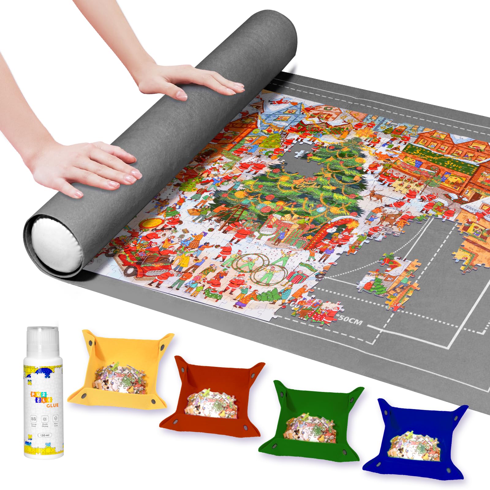 Amazon.com: FELIZROCA Puzzle Mat- 1500 Pieces Jigsaw Puzzle, Felt Roll ...