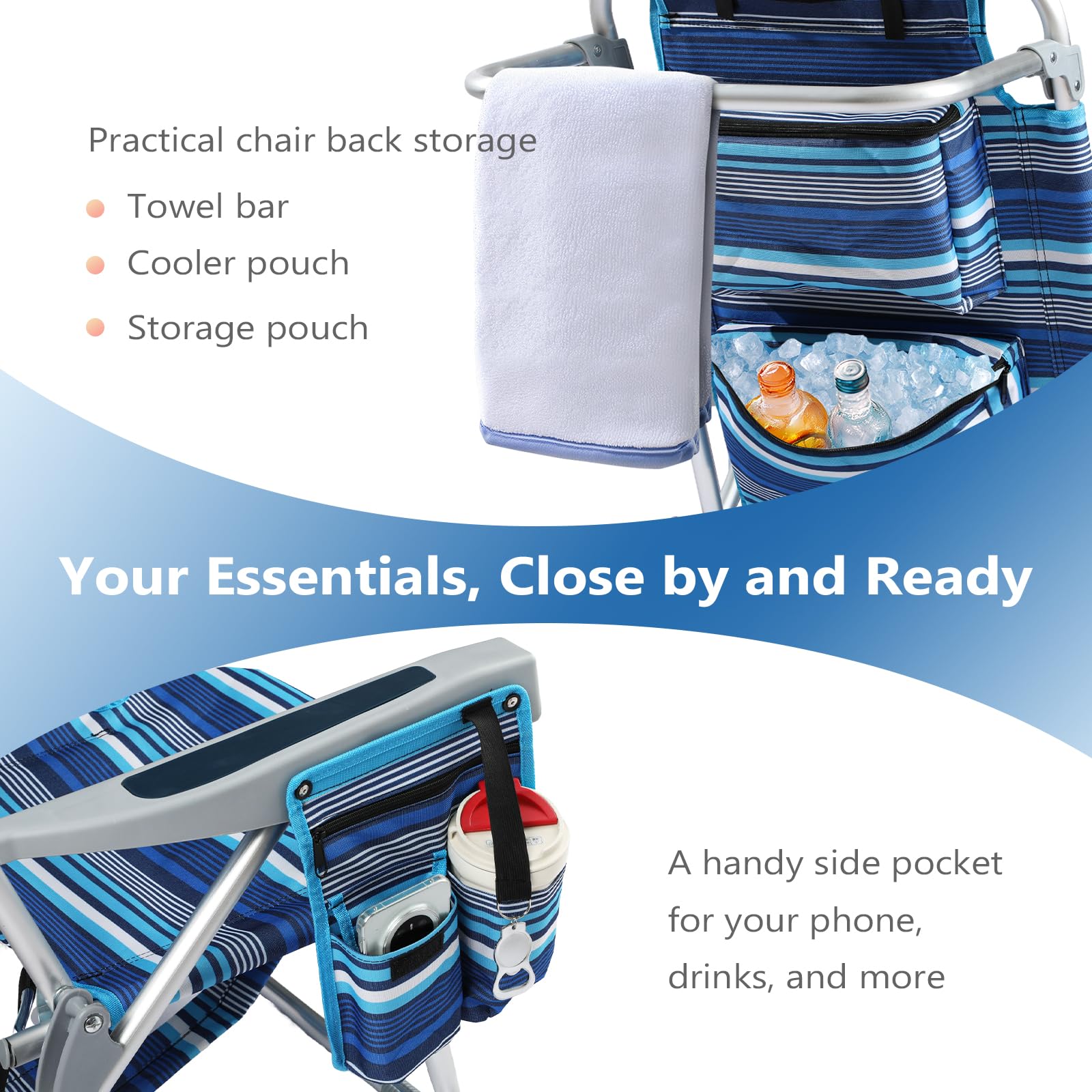 Snapklik.com : 5-Position Aluminum Lay Flat Tall Backpack Beach Chairs ...