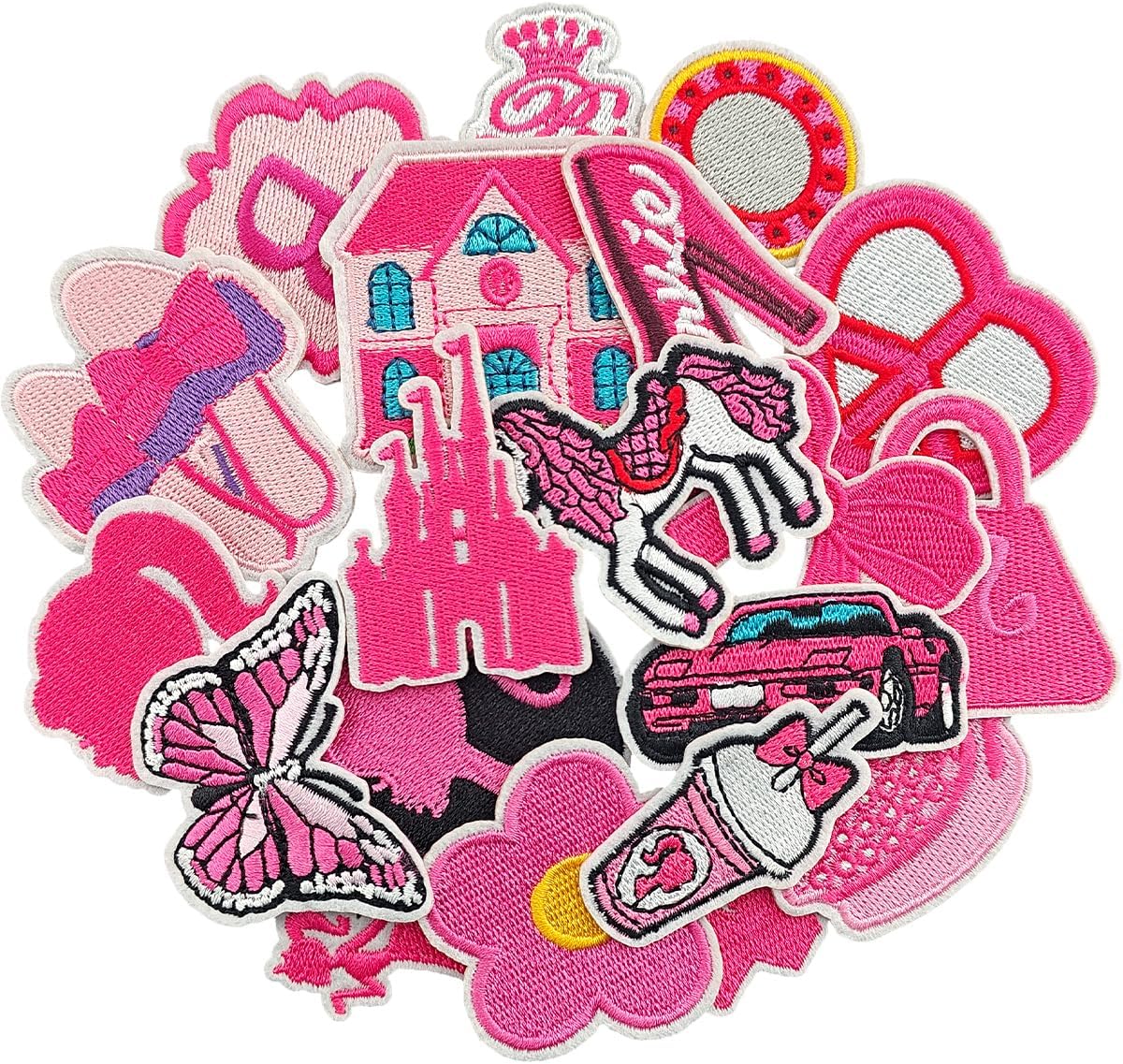 Amazon.com: 20Pcs Pink Embroidered Iron-on Patches, Assorted Girls ...