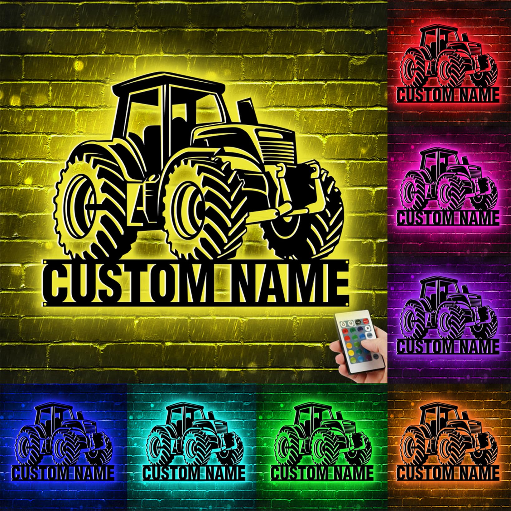 Amazon.com : Personalized Tractor Metal Wall Sign with LED Lights Farm ...