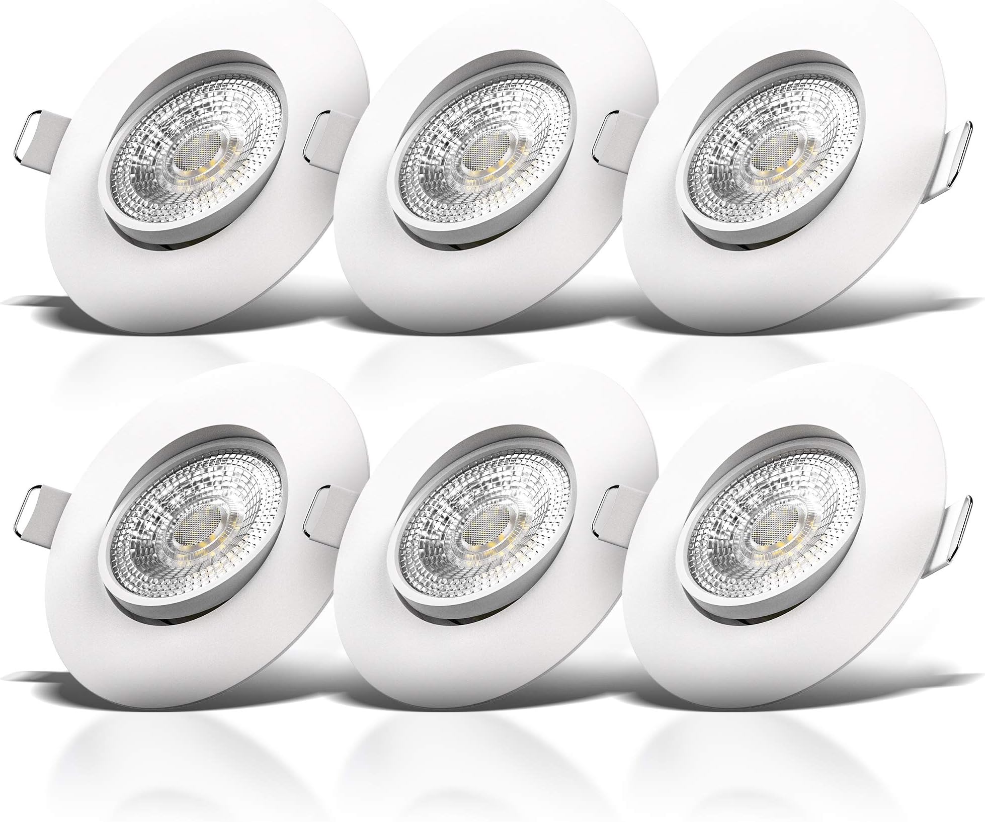 B.K.Licht - 6er Set LED Einbaustrahler 230V schwenkbar, warmweiße ...