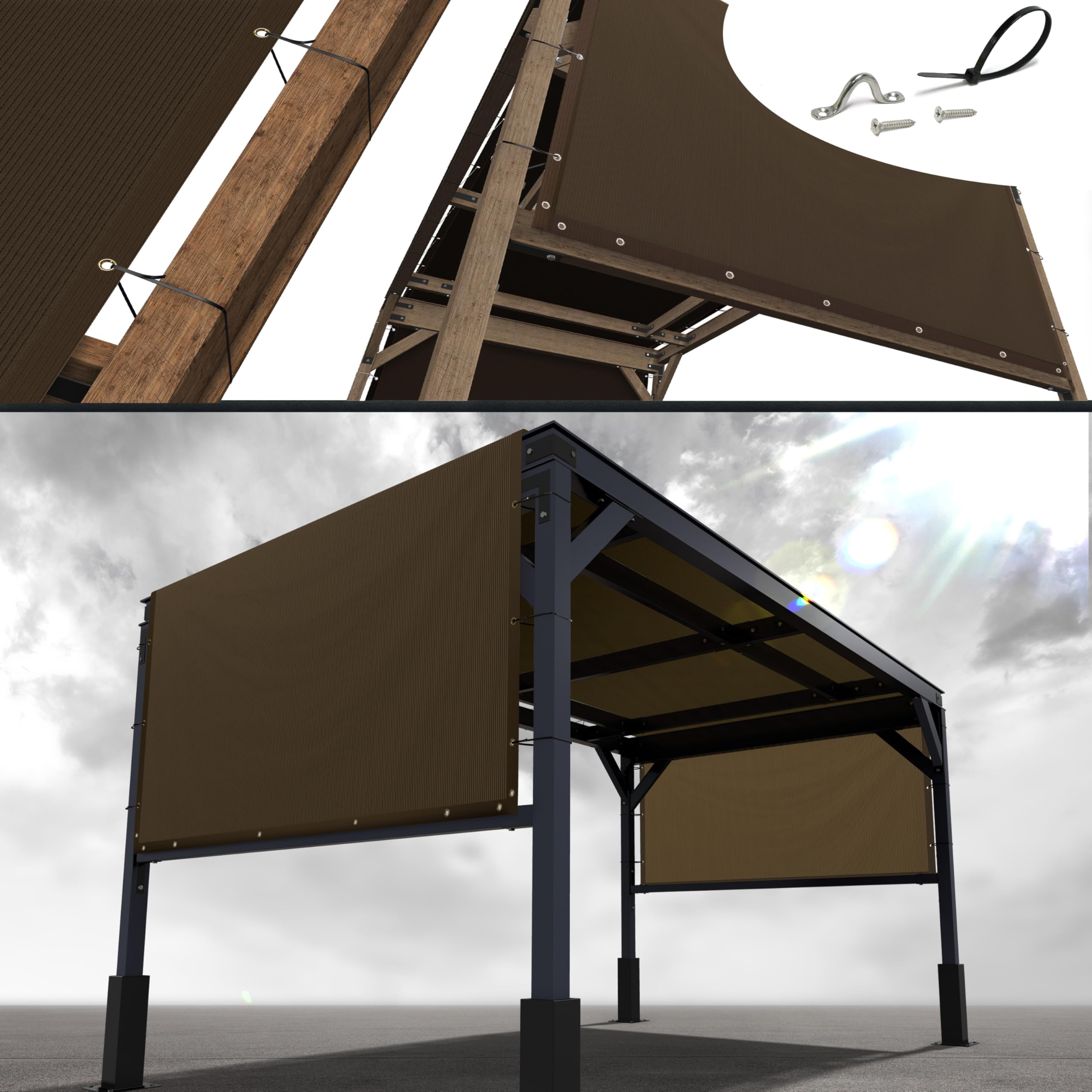 Amazon.com : Royal Shade 8' x 12' Brown Pergola Sun Shade Canopy ...