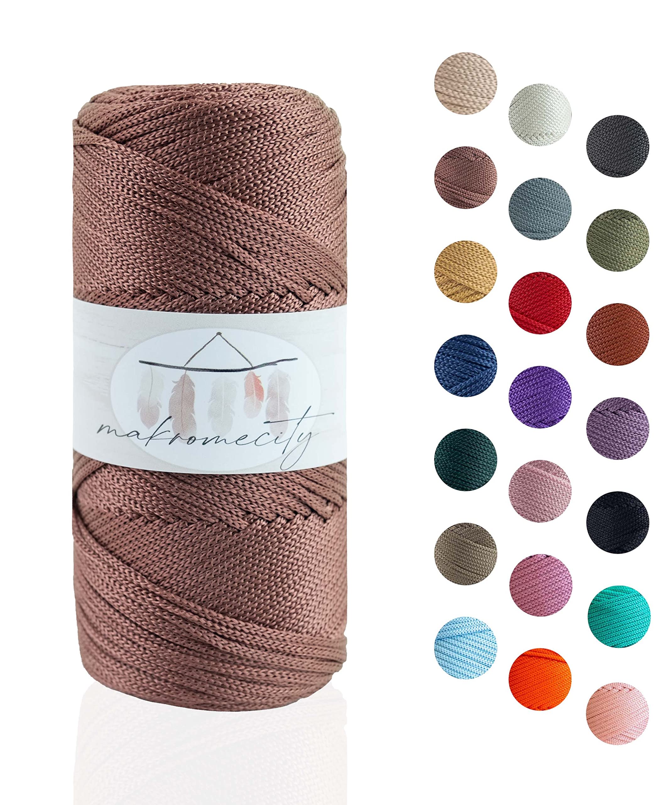 Amazon.com: Makromecity, Polyester Macrame Cord 2mm x 125 Yards (375 ...