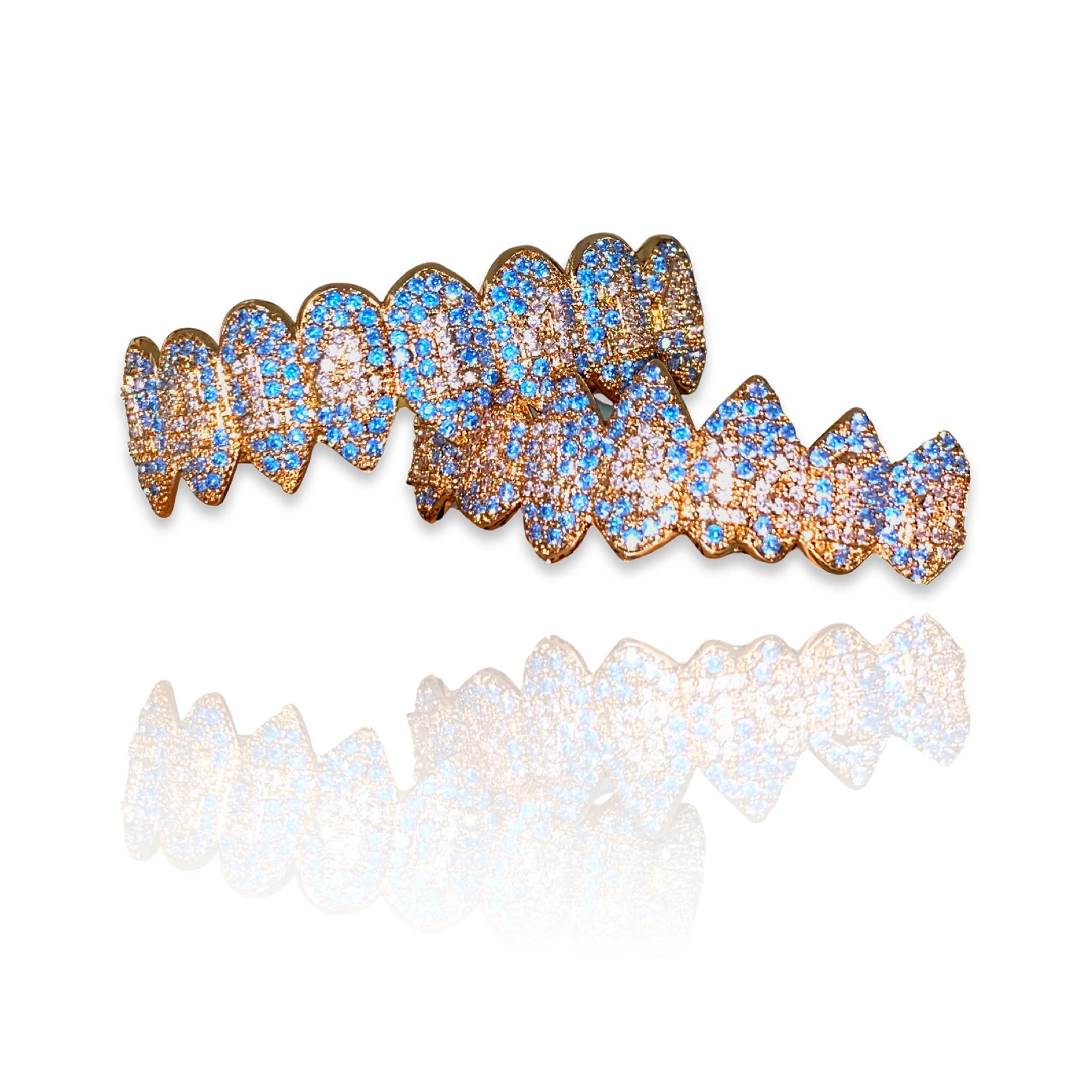 Amazon.com: 14k Shark Reed Teeth Trippy Gold and Blue Joker Gold Grillz ...