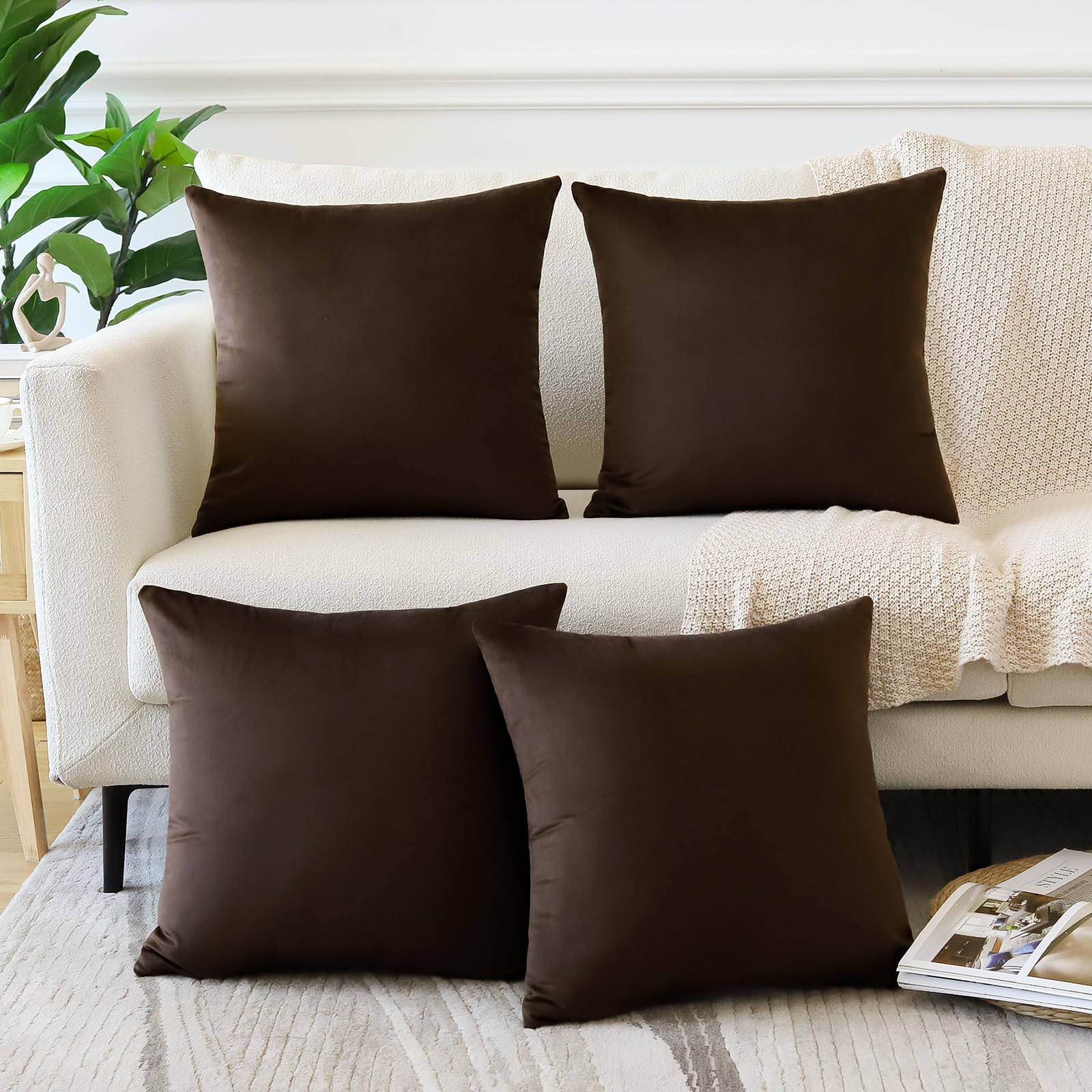 Amazon.com: WEMEON Velvet Throw Pillow Covers 16x16 Set of 4,Solid ...