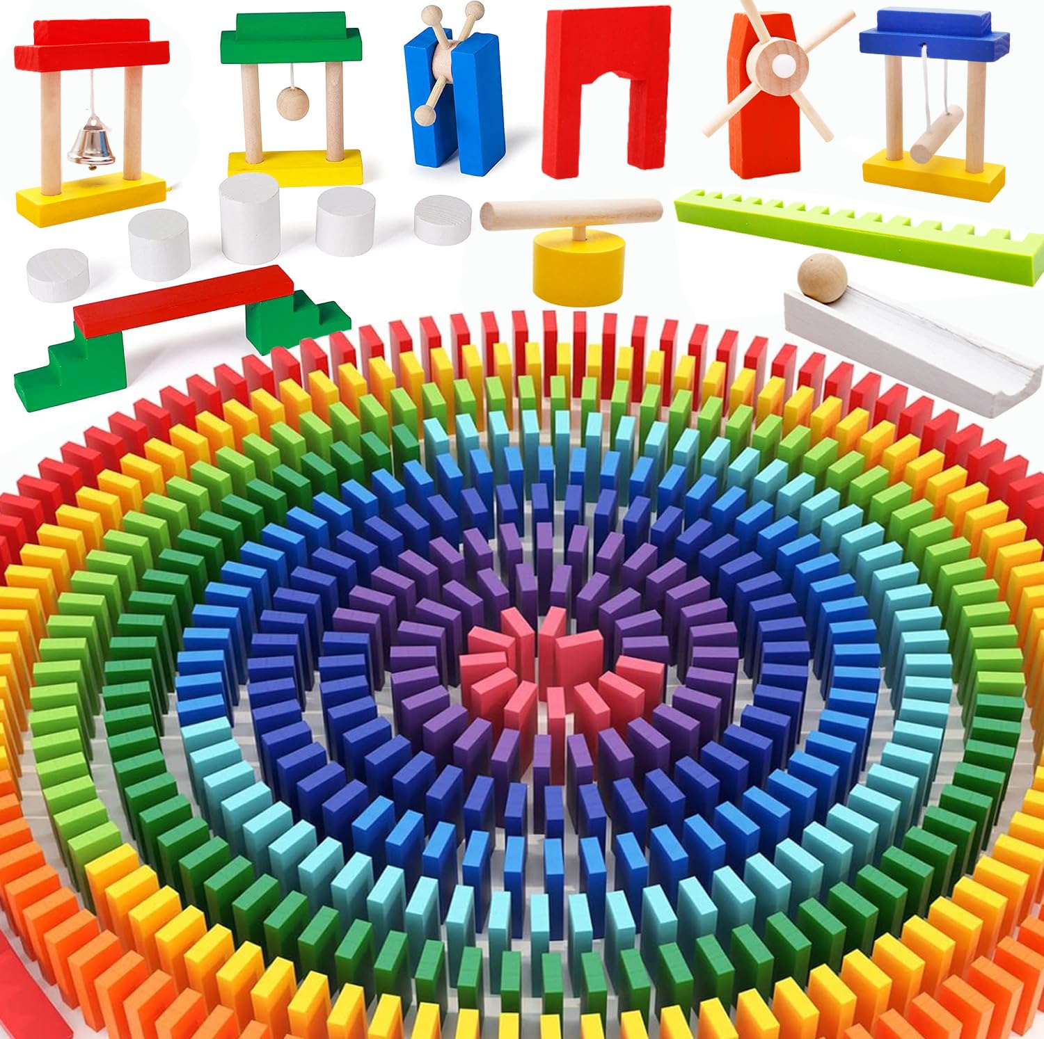 Amazon.com: 1000 PCS Dominoes Set for Kids with Extra 11 Add-on Blocks ...