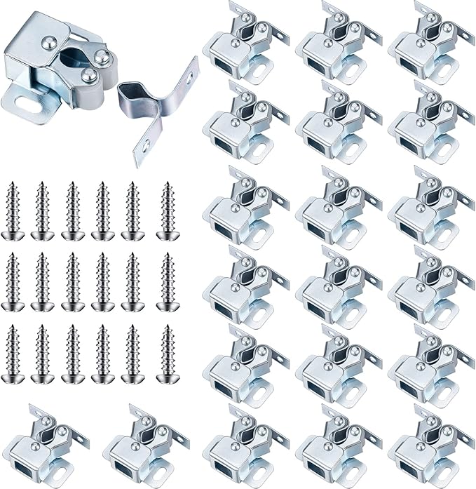 Bonuci 20 Pcs Cabinet Door Latch and Catch Hardware Double Roller Catch ...
