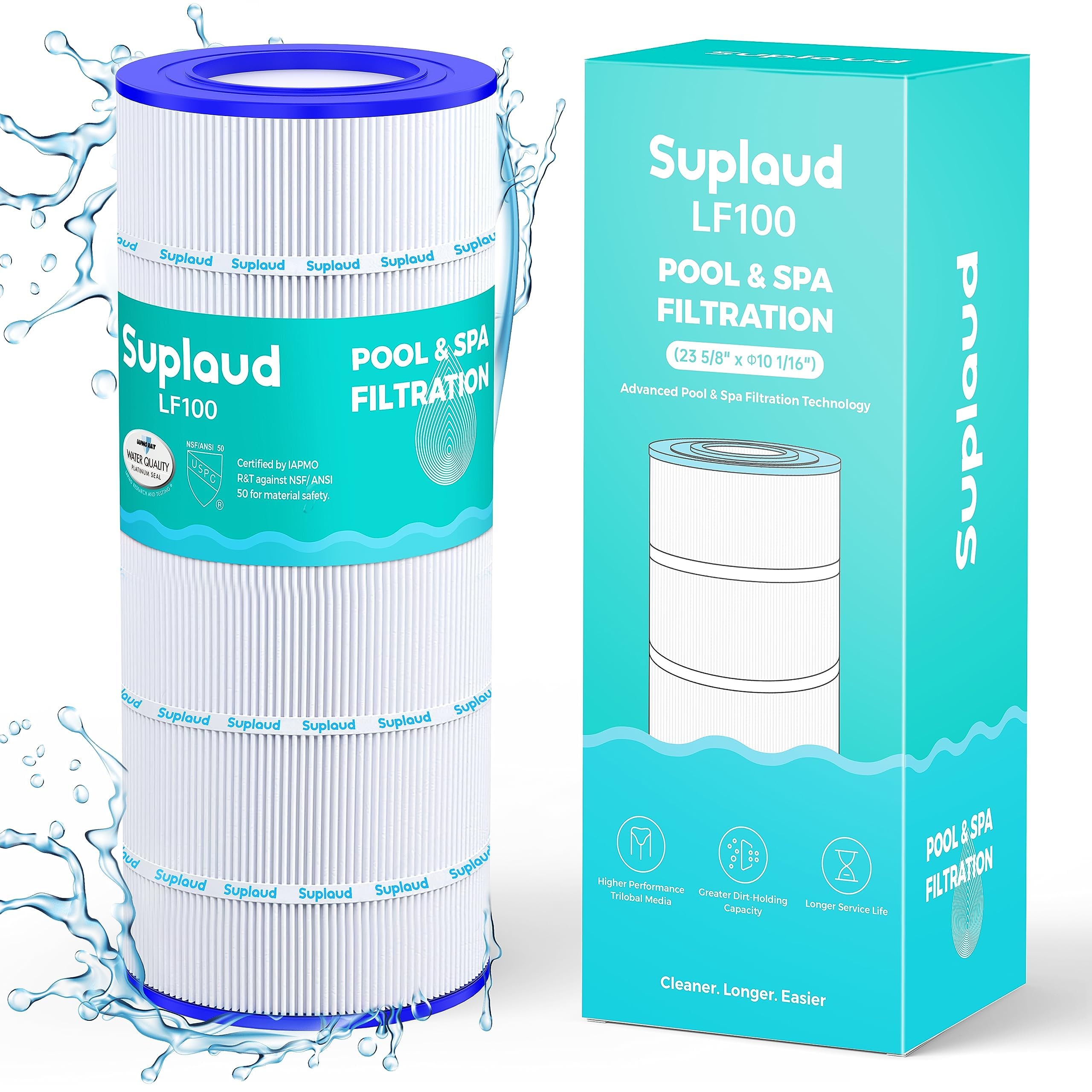 Amazon.com : Suplaud CC100 Pool Filter Cartridge: Replacement for ...
