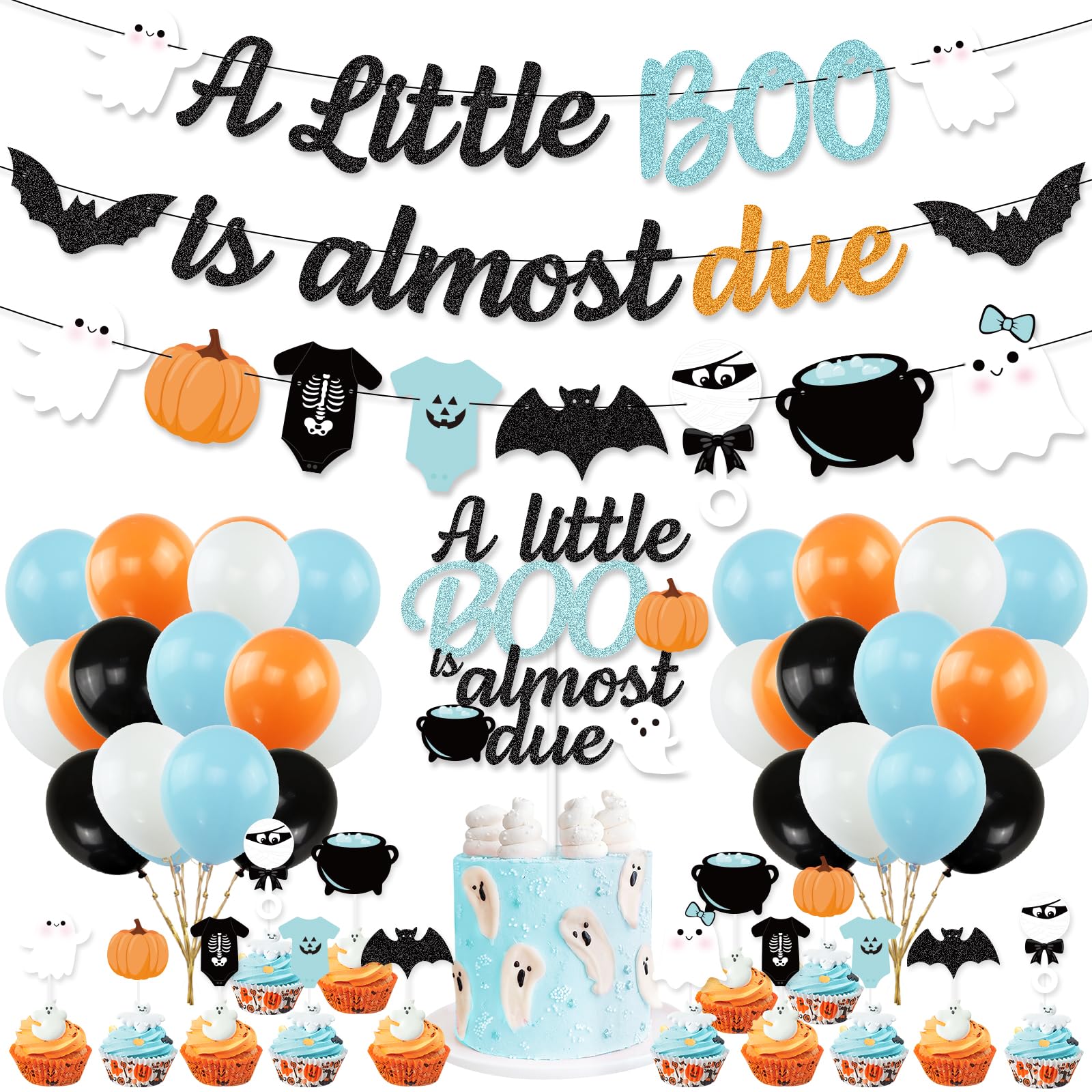 Amazon.com: K KUMEED Blue Halloween Baby Shower Decorations, A Little ...