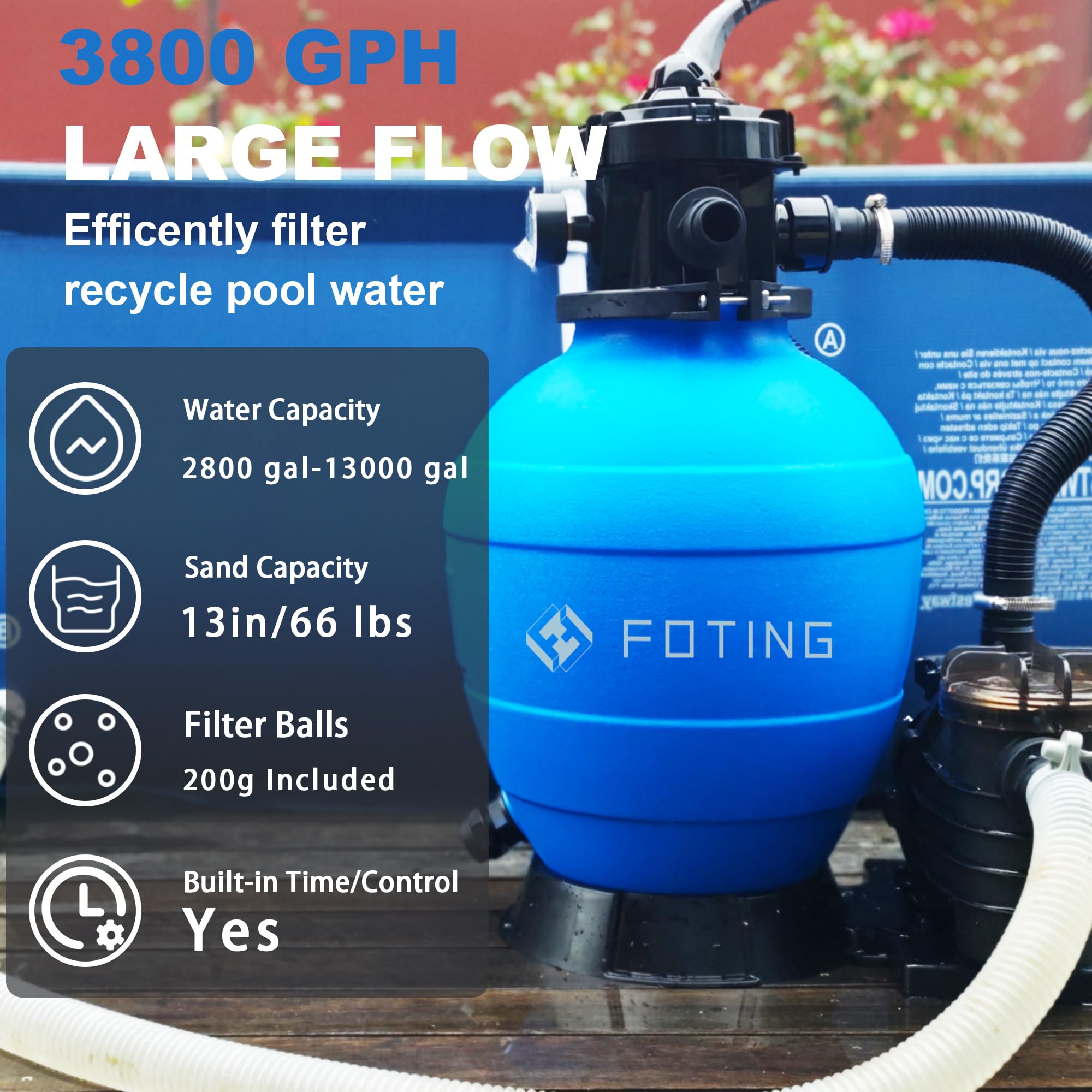 Snapklik.com : 13" Sand Filter Pump For Above Ground Pool