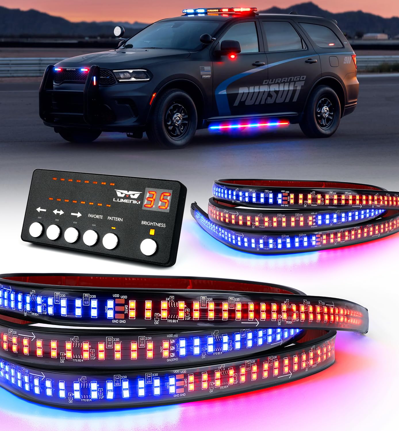Amazon.com: LUMENIX 2PCS 70 Inch Emergency Strobe Lights Strip LED ...