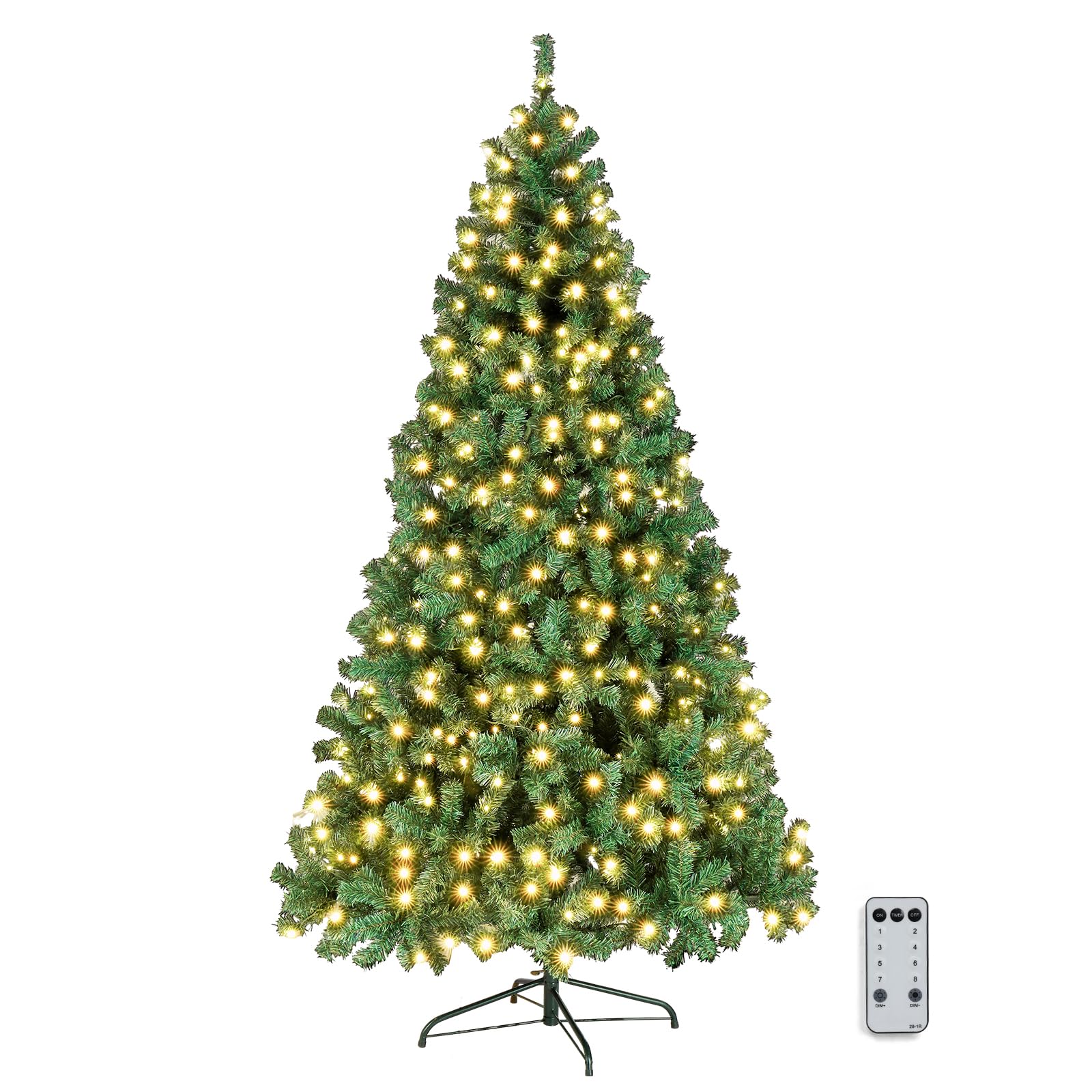 VINGLI 6ft Green Pre-lit Artificial Christmas Pine Tree with 250 Warm ...