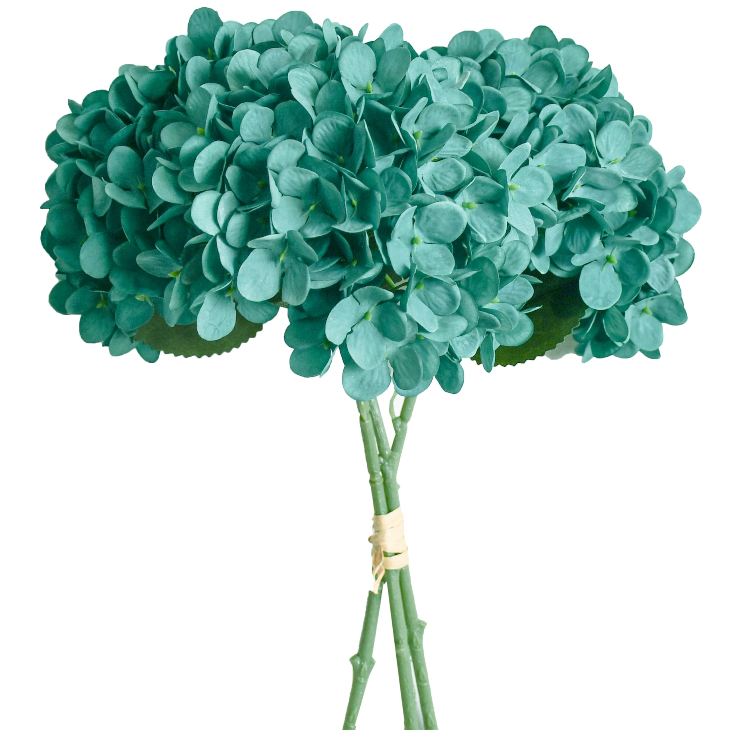 Amazon.com: Mandy's 3pcs Teal Hydrangea Flowers Silk Flowers for Home ...