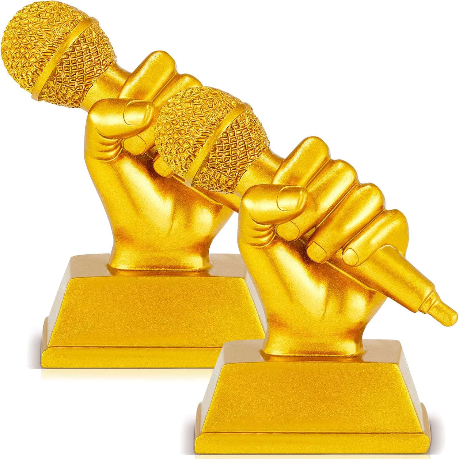 Hicarer 2 Pcs Golden Microphone Trophy Resin Microphone Music Trophies ...