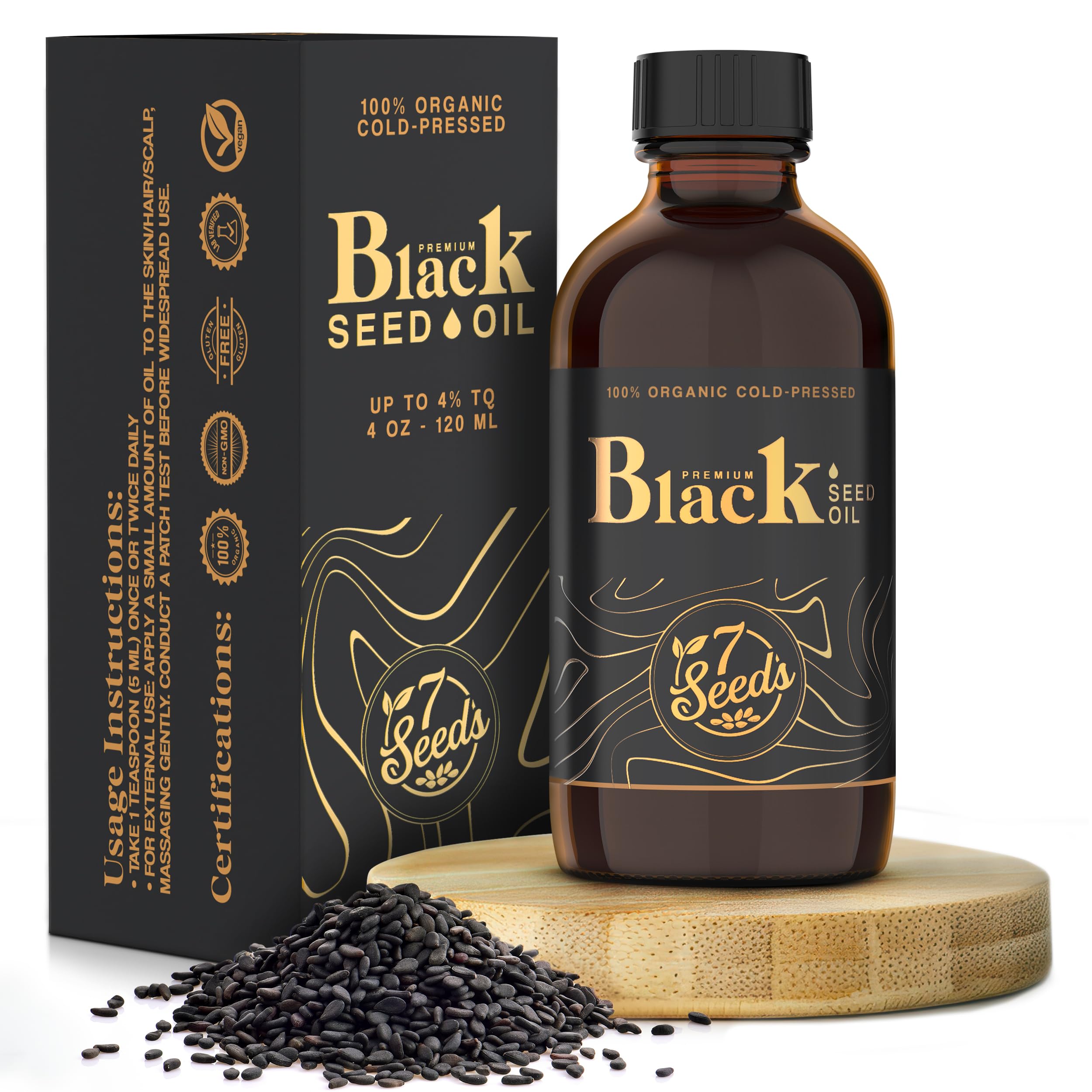 Amazon.com: 7 Seeds Cold Pressed Black Seed Oil - 120ml Cold Pressed ...