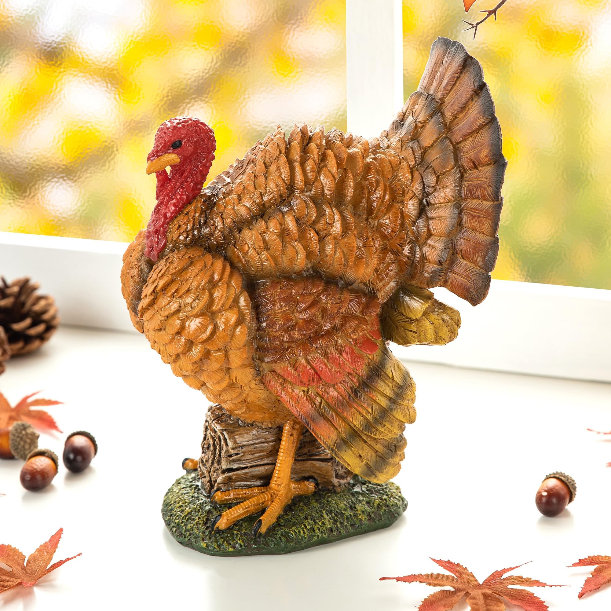 Amazon.com: Glitzhome 10" H Thanksgiving Turkey Figurines Thanksgiving ...