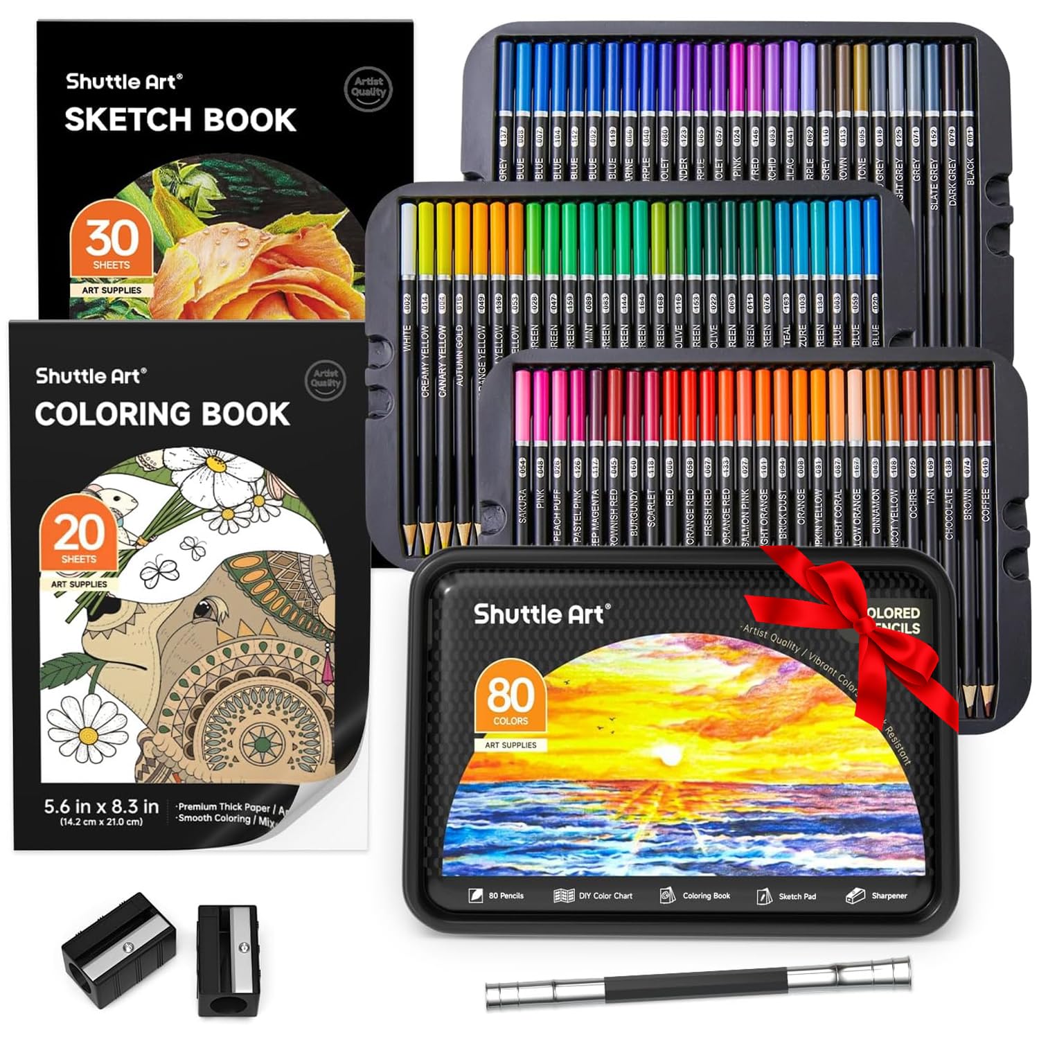 Snapklik.com : 80 Colored Pencils, Shuttle Art Soft Core Coloring Pencils