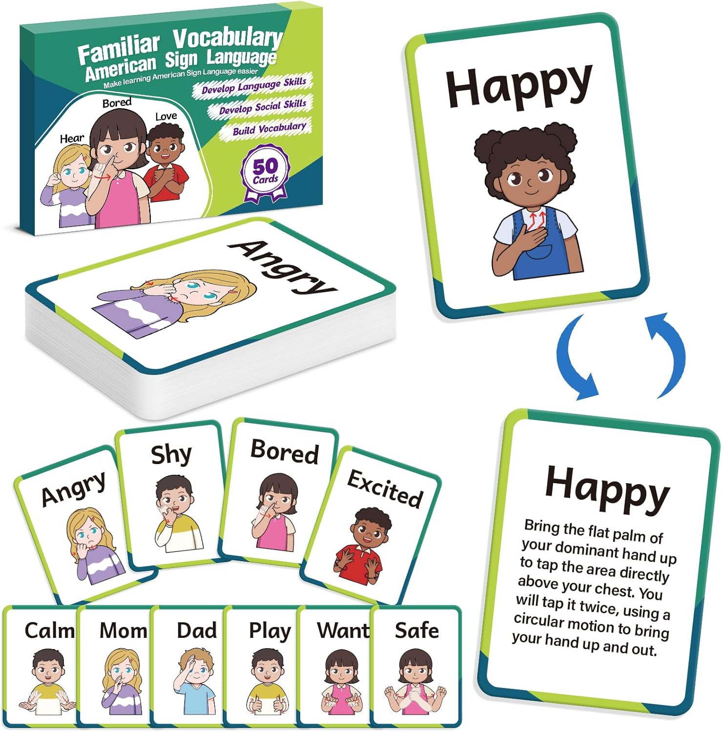 Amazon.com: Kasfalci American Sign Language Flash Cards for Babies Kids ...