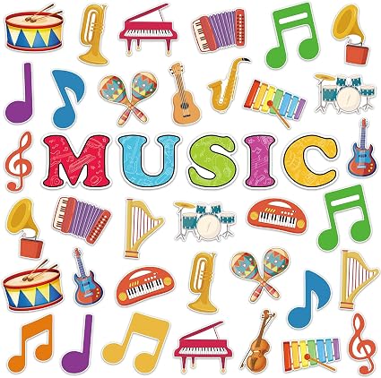 Amazon.com: Music Cutouts Bulletin Board Decorations, Colorful Music ...