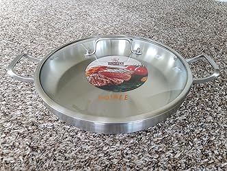 Amazon.com: Inqibee 14-Inch Tri-Ply Stainless Steel Paella Pan with Lid ...